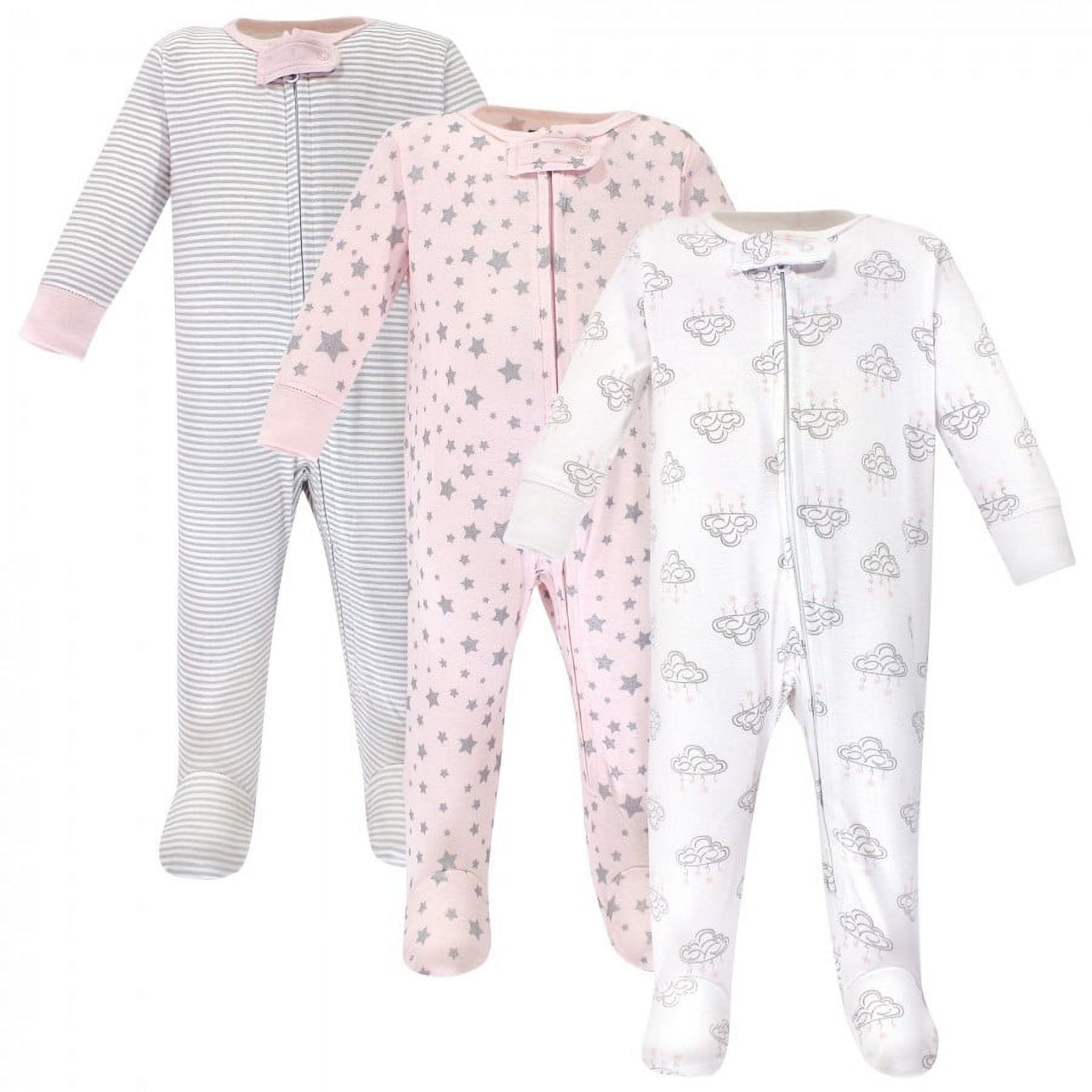 Hudson Baby Infant Girl Cotton Zipper Sleep and Play 3pk, Cloud Pink, 6 ...