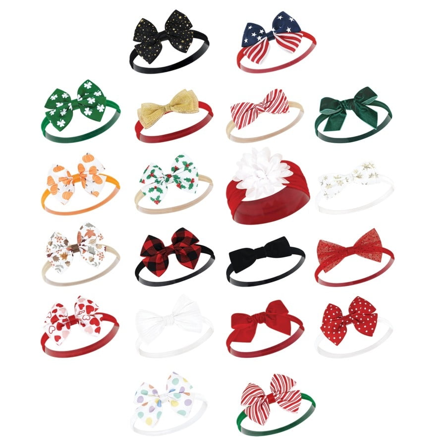 Hudson Baby Infant Girl Cotton and Synthetic Headbands Bundle Set ...