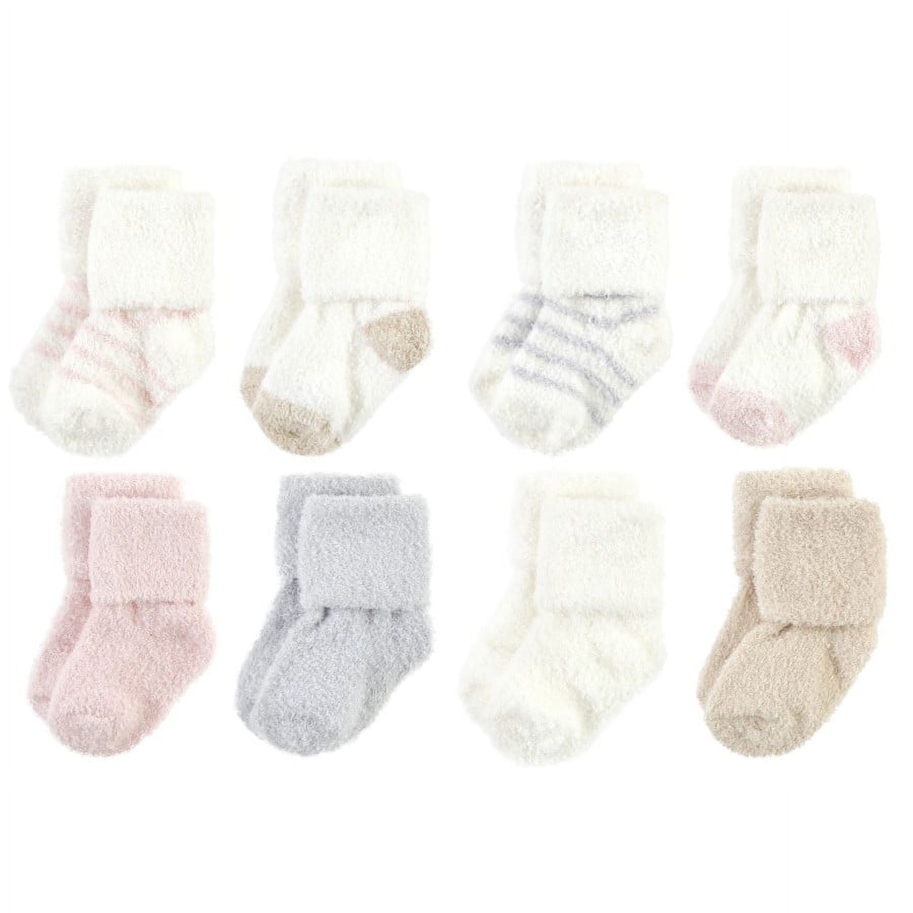 Hudson Baby Infant Girl Cozy Chenille Newborn and Terry Socks, Pink ...