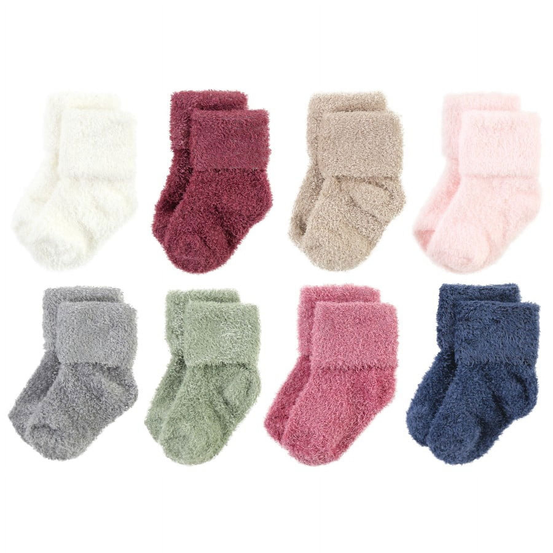 Hudson Baby Infant Girl Cozy Chenille Newborn and Terry Socks, Solid ...