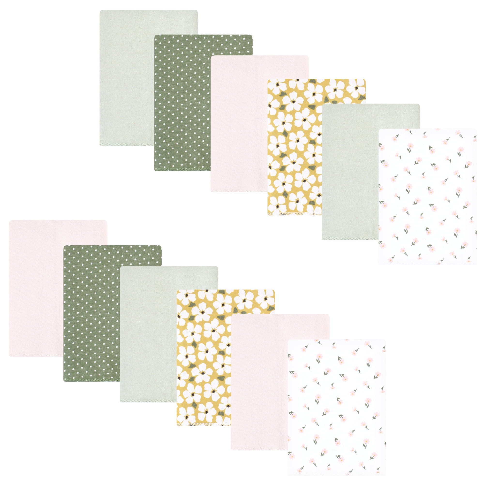 Hudson Baby Infant Girl Flannel Burp Cloth 12pk, Sage Floral, One Size ...