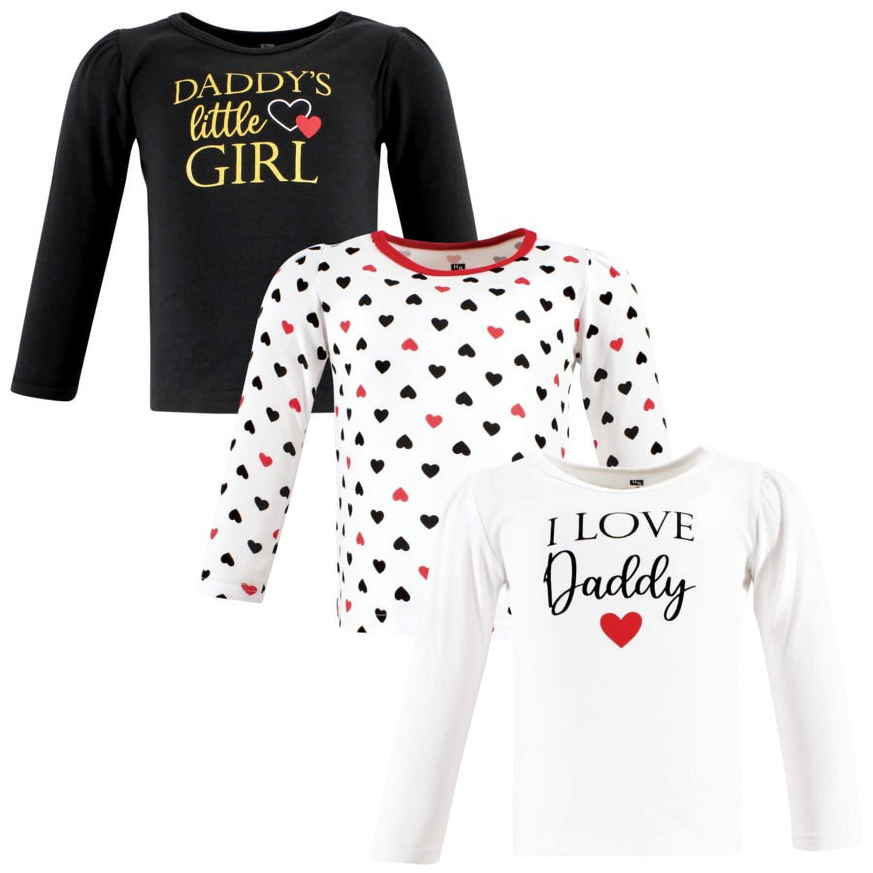 Hudson Baby Infant Girl Long Sleeve T-Shirts, Girl Daddy Red Black, 2 ...