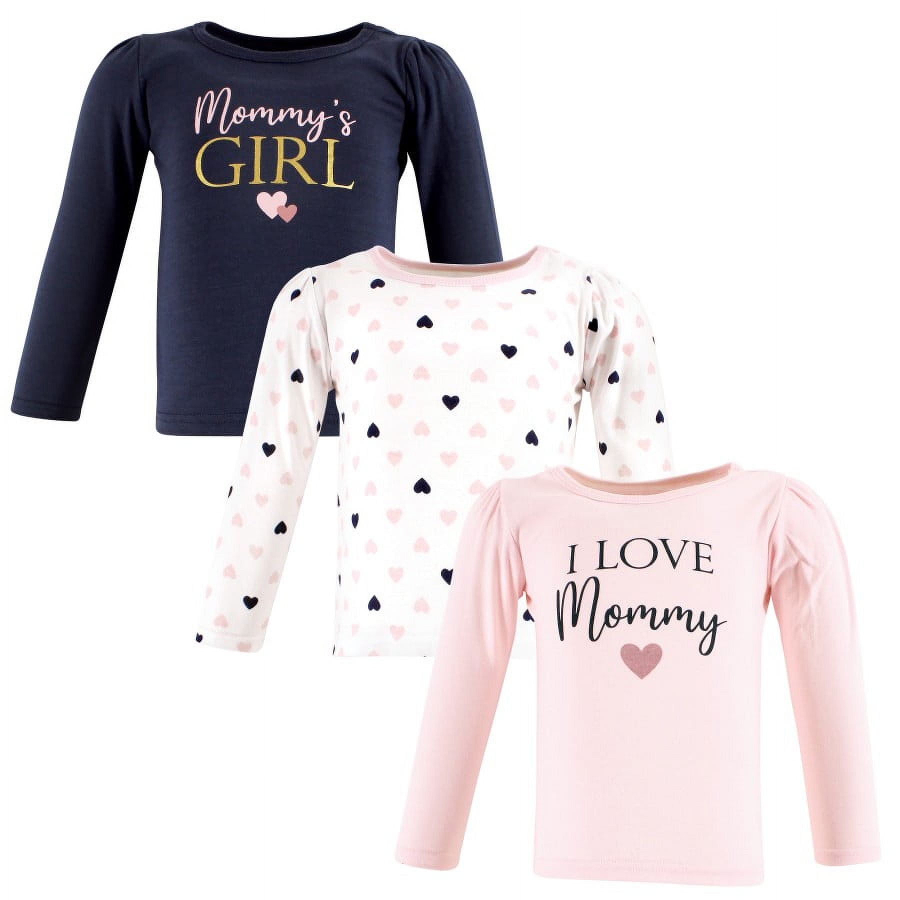 Hudson Baby Infant Girl Long Sleeve T-Shirts, Girl Mommy Pink Navy, 5 ...
