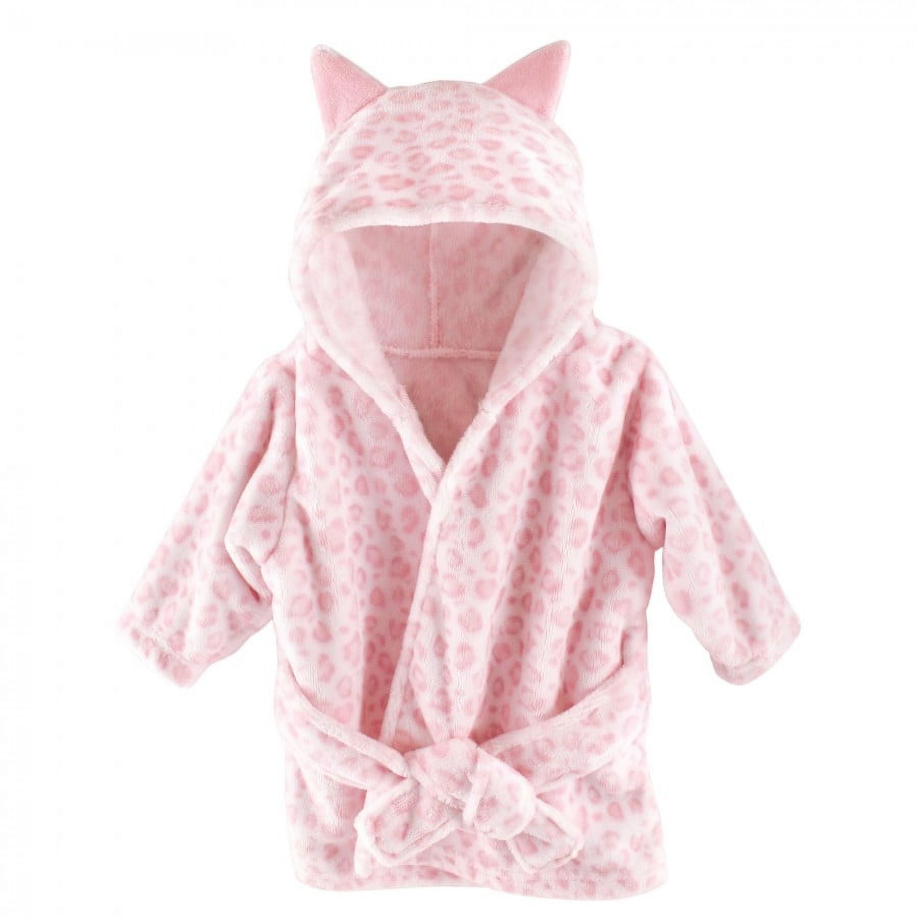Hudson Baby Infant Girl Plush Animal Bathrobe, Leopard, 0-9 Months ...