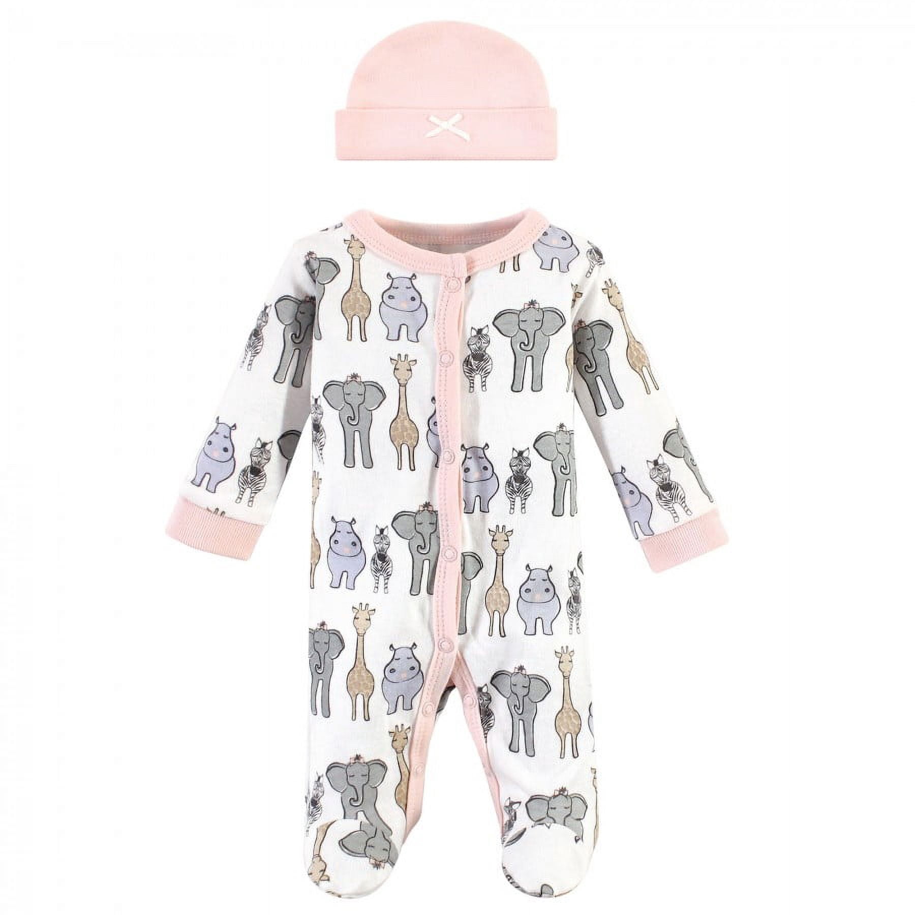 Hudson Baby Infant Girl Preemie Snap Sleep and Play and Cap 2pc Set ...