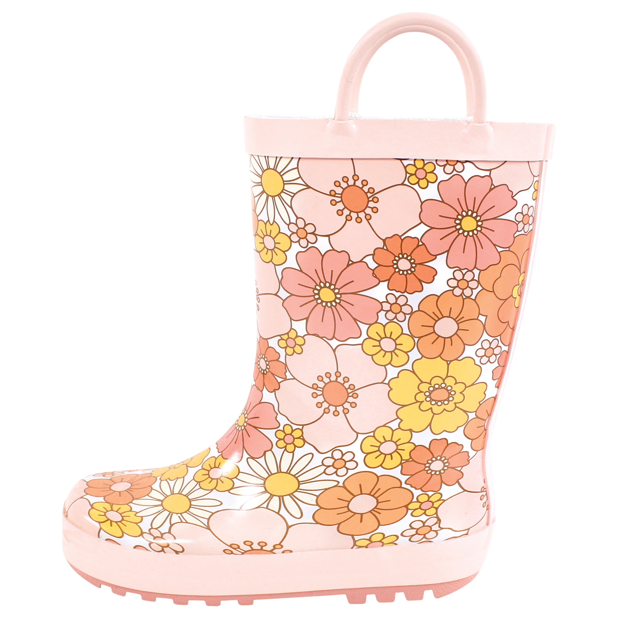 Hudson Baby Infant Girl Rain Boots, Peace Love And Flowers, 7 Toddler ...