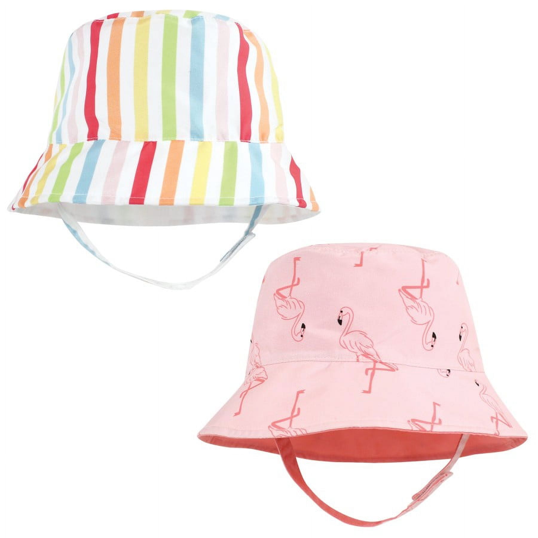 Hudson Baby Infant Girl Sun Protection Hat, Flamingo Rainbow Stripe, 12 ...