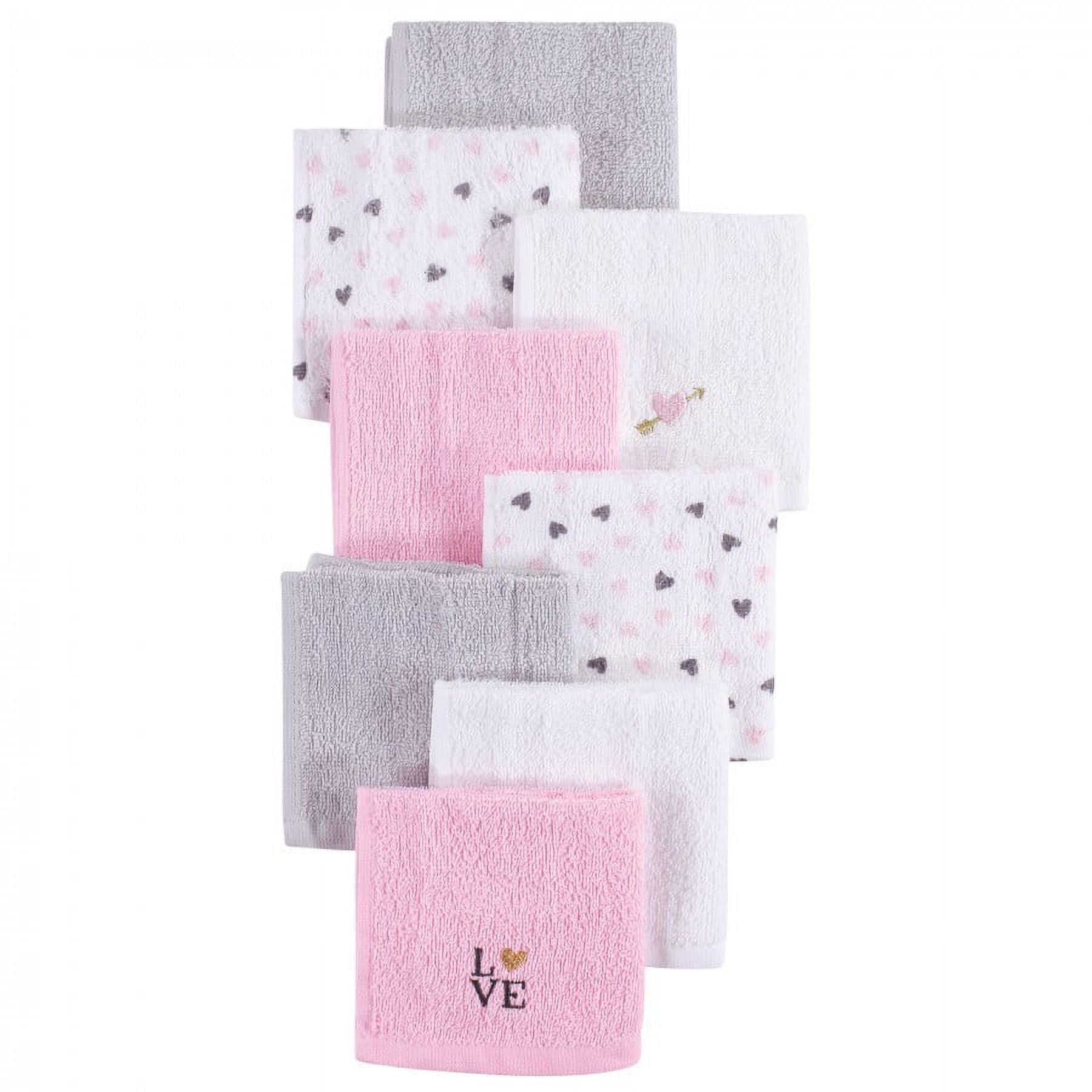 Hudson Baby Infant Girl Super Soft Cotton Washcloths, Love, One Size ...