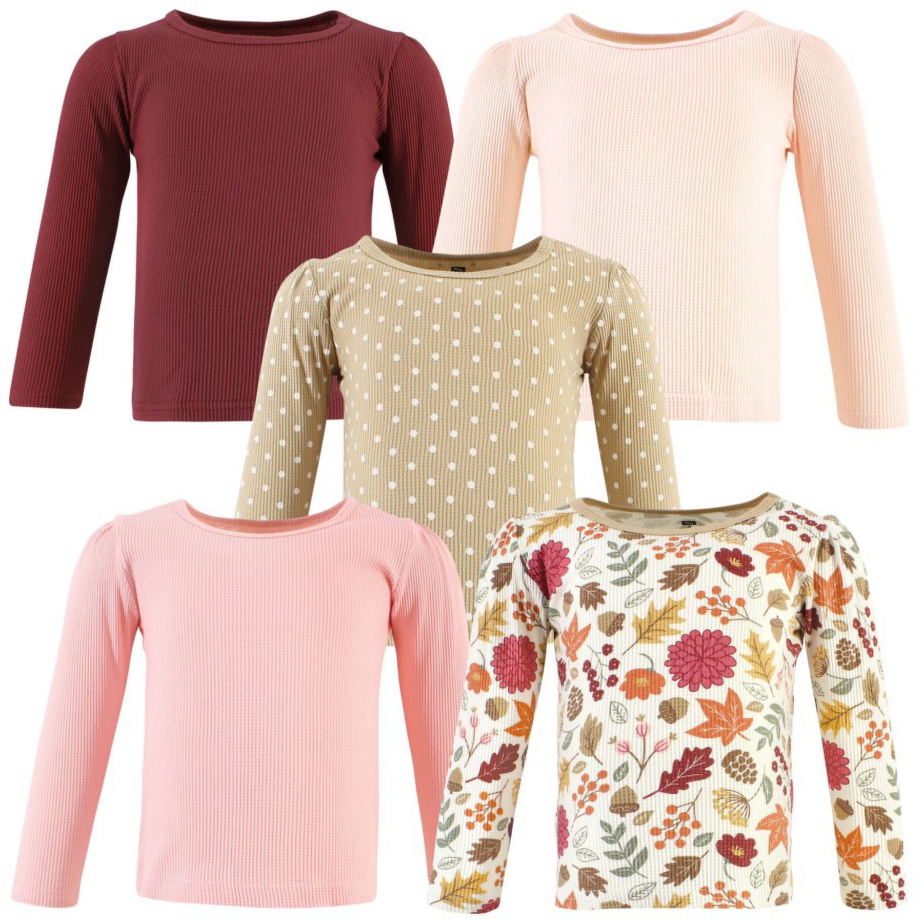 Hudson Baby Infant Girl Thermal Long Sleeve Tees 5pk, Acorn Botanical ...