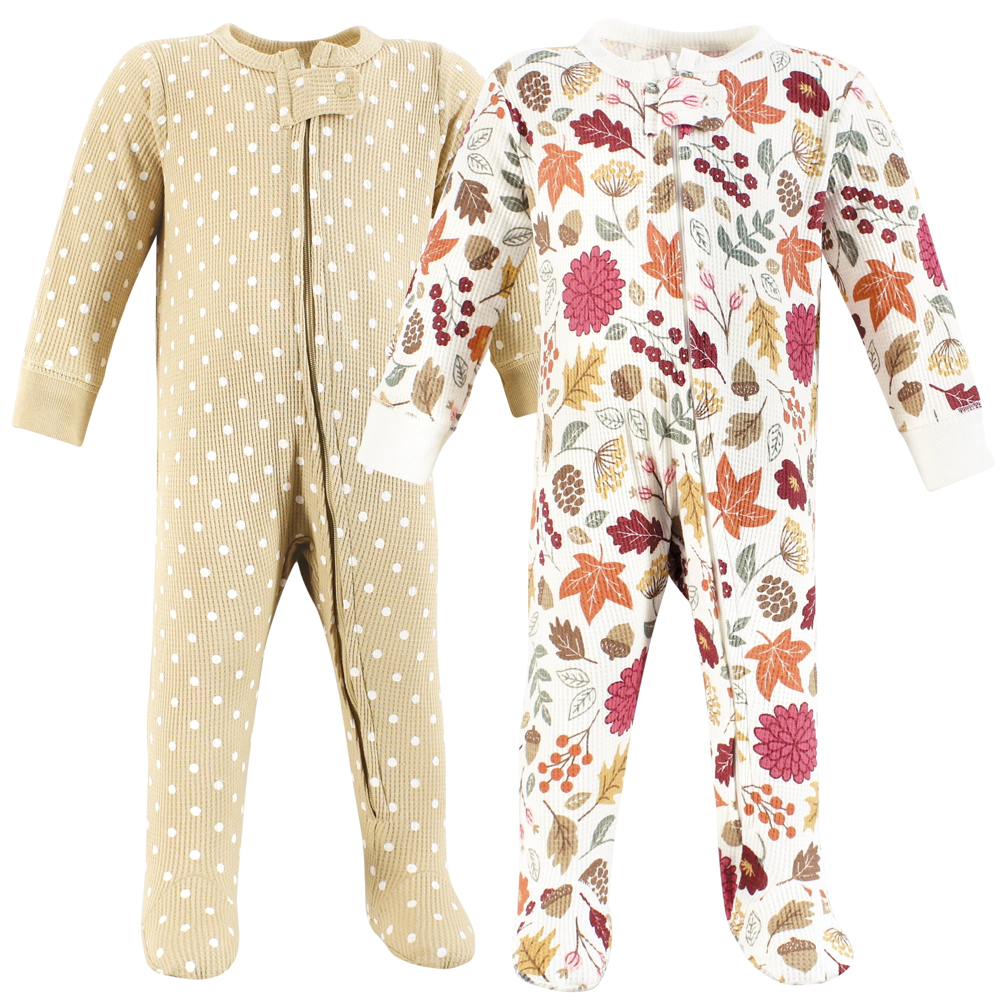 Hudson Baby Infant Girl Thermal Zipper Sleep and Play 2pk, Acorn ...
