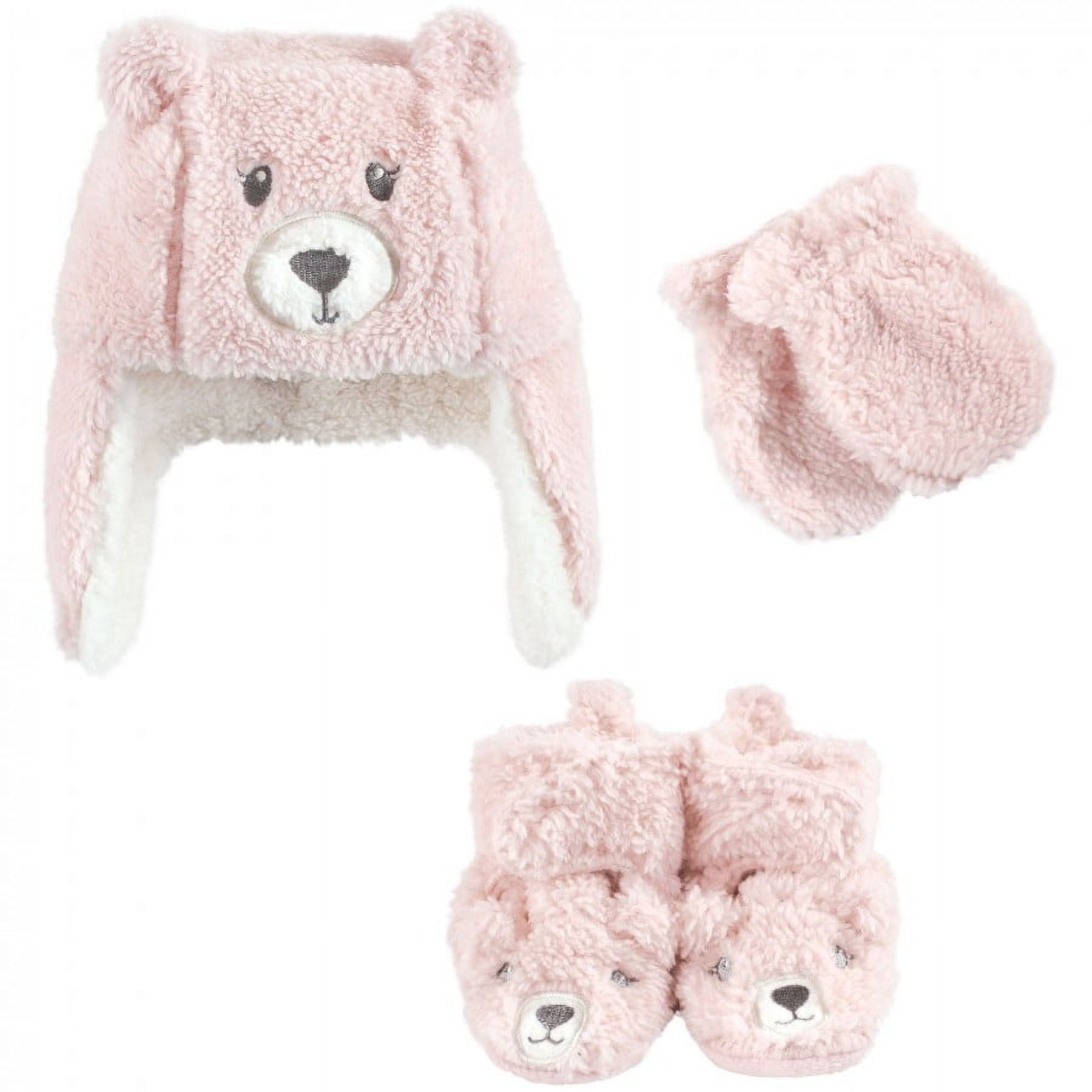 Hudson Baby Infant Girl Trapper Hat, Mitten & Bootie, 3-Piece Set ...
