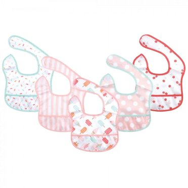 Hudson Baby Infant Girl Waterproof PEVA Bibs 5pk, Strawberry, One Size ...