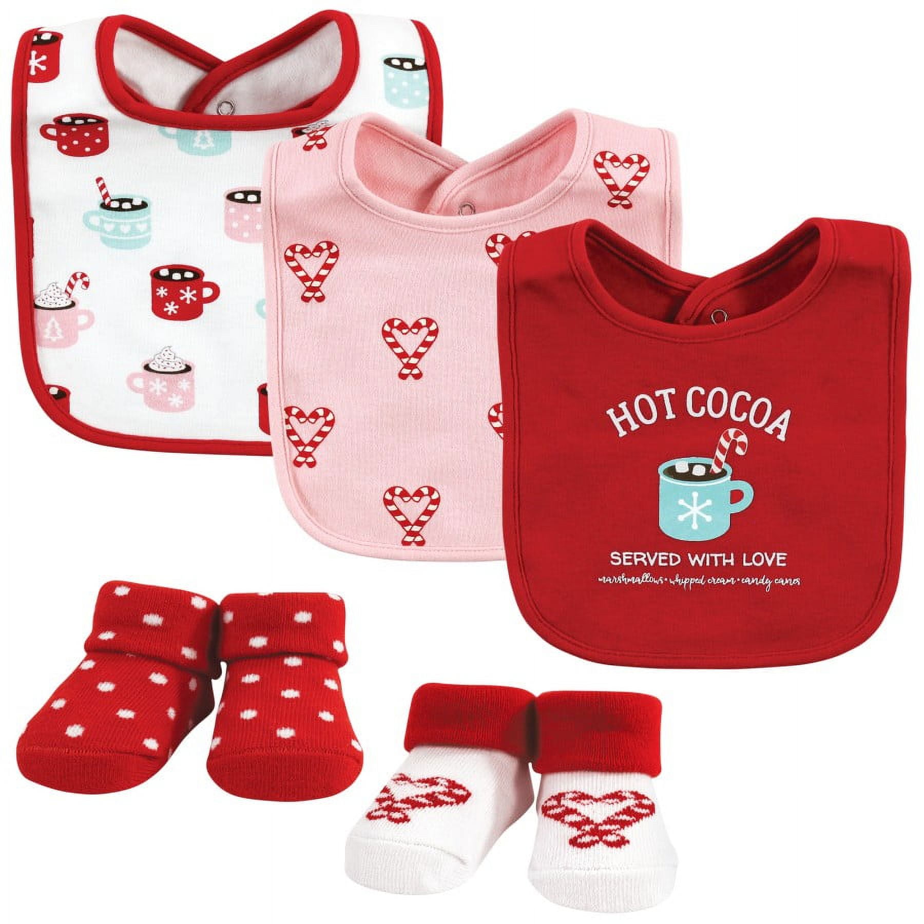 Hudson Baby Infant Girls Cotton Bib and Sock Set, Hot Cocoa, One Size ...