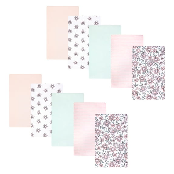 Hudson Baby Infant Girls Cotton Flannel Burp Cloths 10-Pack, Pink Mint ...