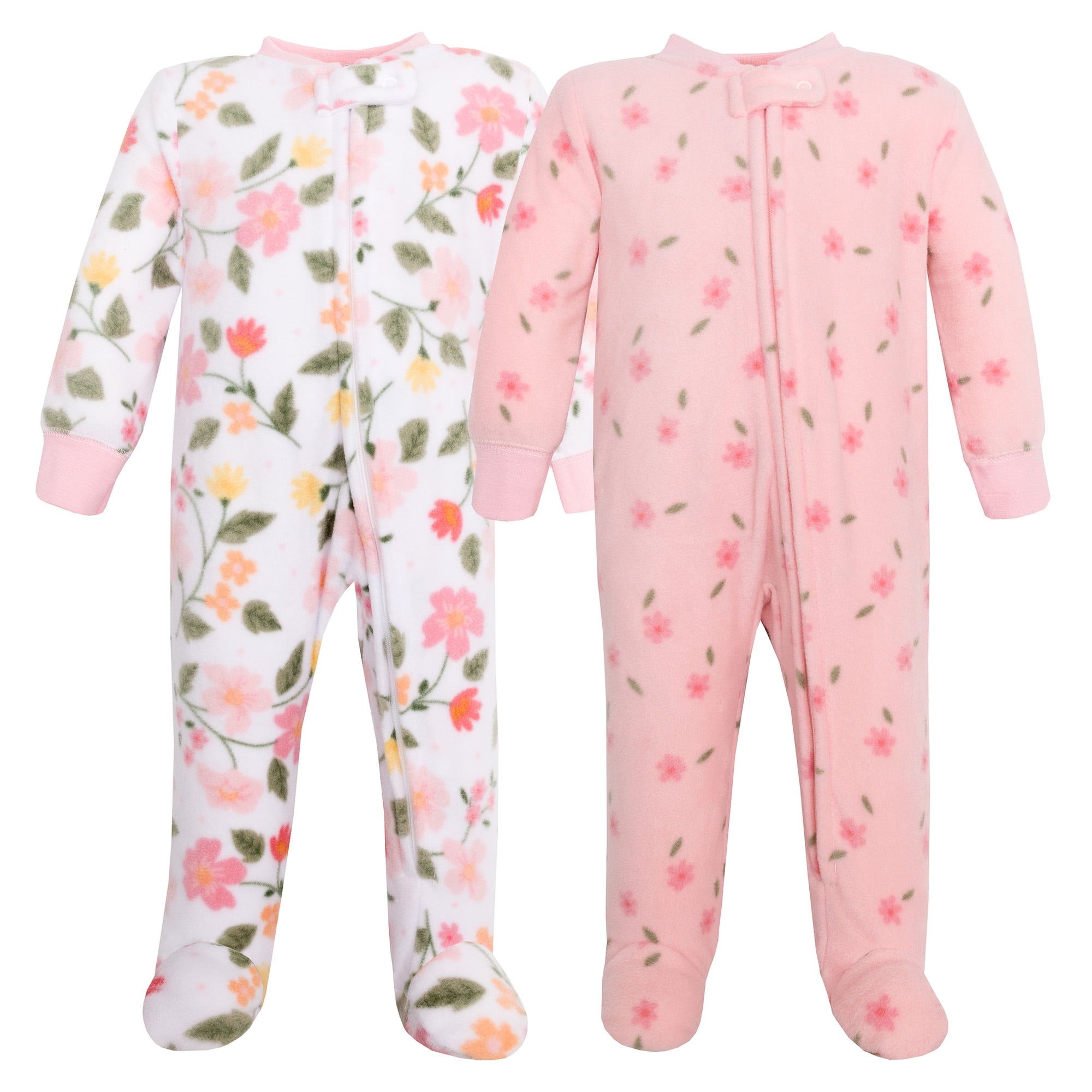 Hudson Baby Infant Girls Fleece Sleep and Play, Family Floral, Preemie ...