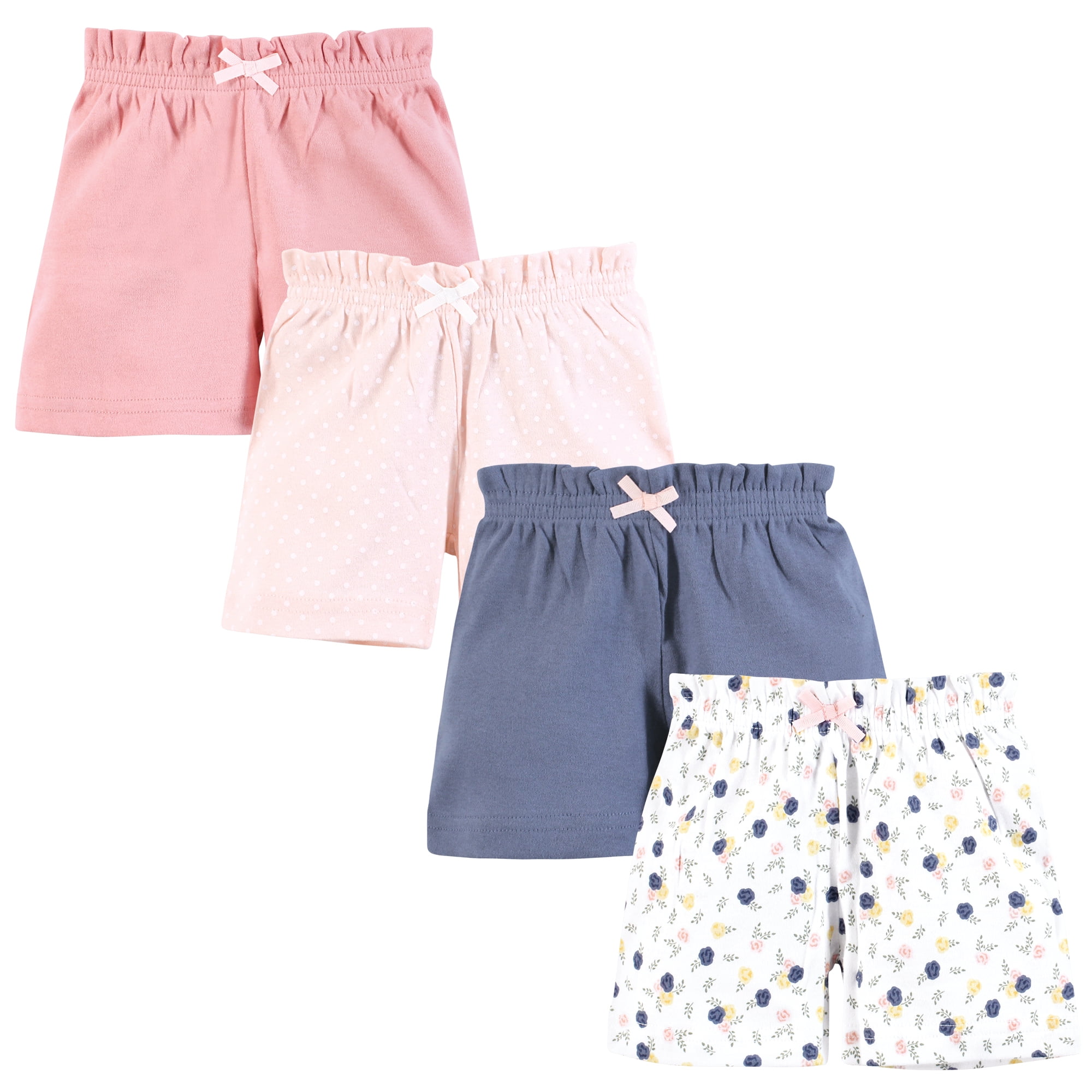 Hudson Baby Infant Girls Shorts Bottoms 4-Pack, Multi Color Tiny Rose ...