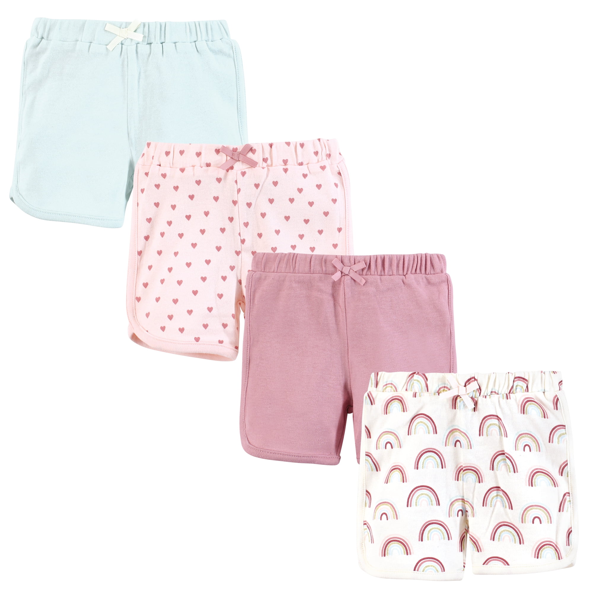 Hudson Baby Infant Girls Shorts Bottoms 4-Pack, Soft Rainbow, 12-18 ...