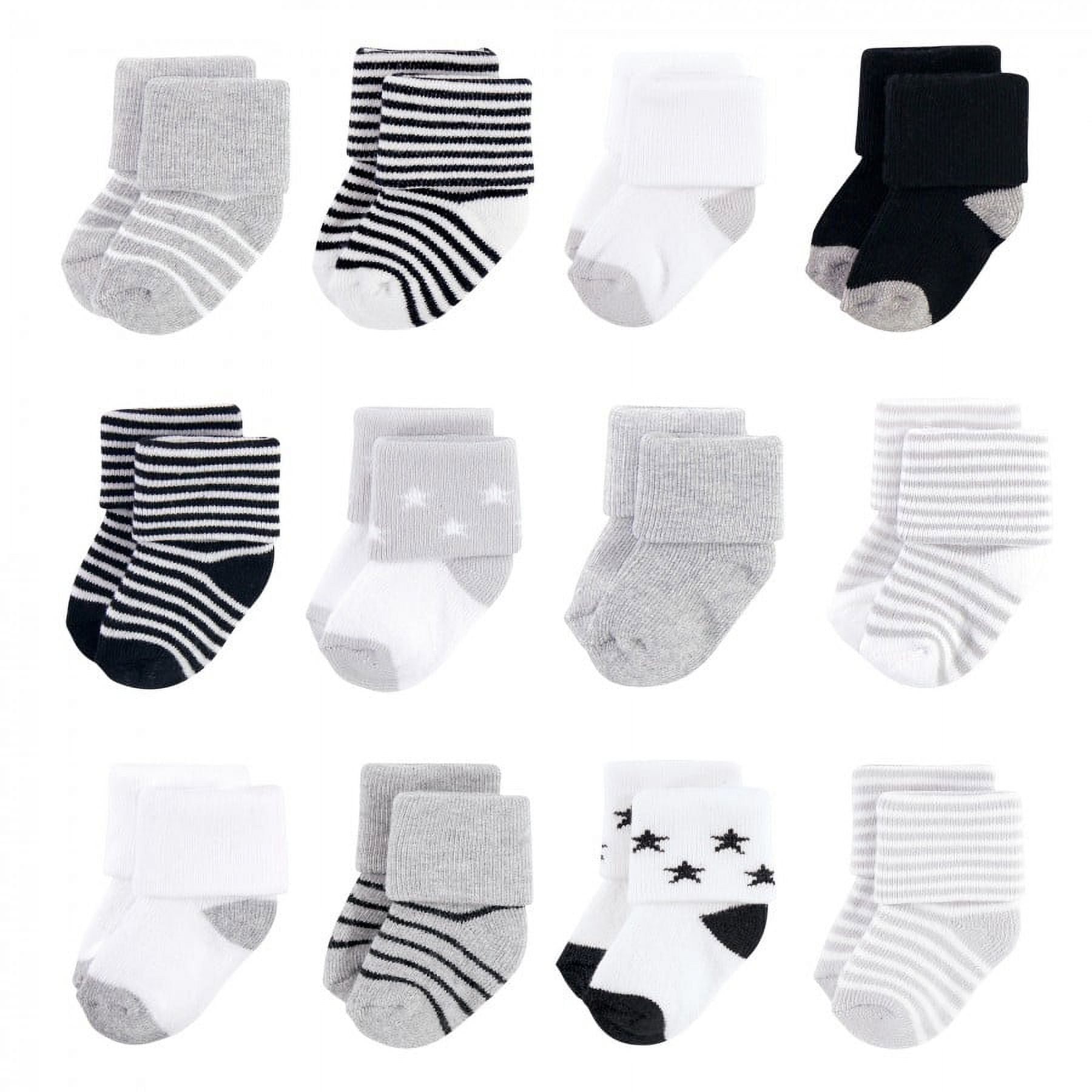 Hudson Baby Infant Unisex Cotton Rich Newborn and Terry Socks, Gray ...