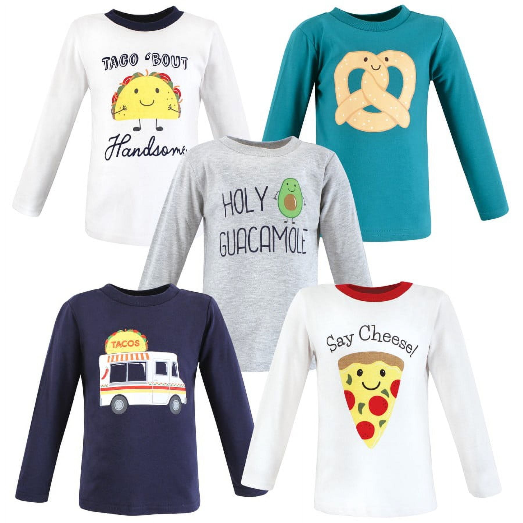 Hudson Baby Infant and Toddler Boy Long Sleeve T-Shirts, Fun Food, 6-12 ...