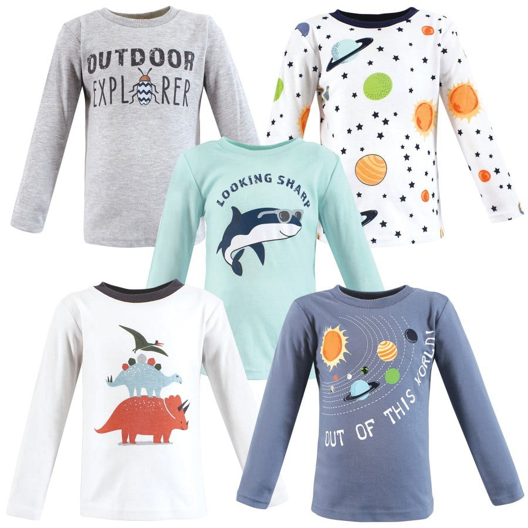 Hudson Baby Infant & Toddler Boy Long Sleeve T-Shirts, Solar System ...