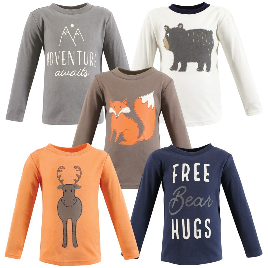 Hudson Baby Infant and Toddler Boy Long Sleeve T-Shirts, Woodland, 4 ...
