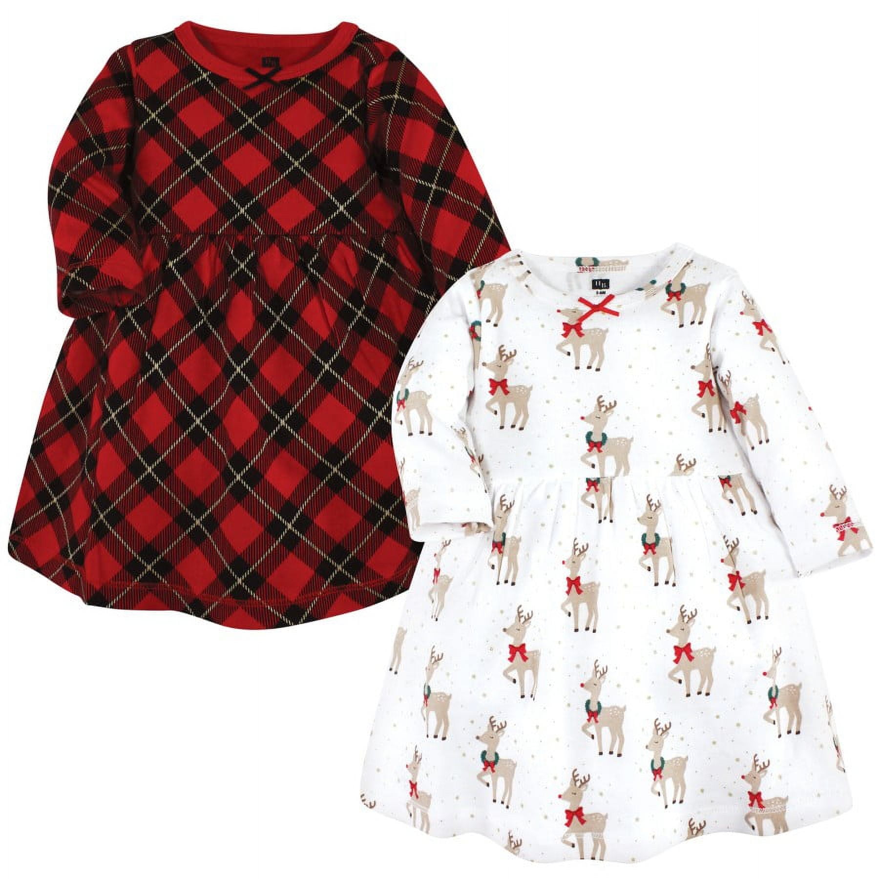 Hudson Baby Infant and Toddler Girl Cotton Dresses, Fancy Rudolph, 2 ...