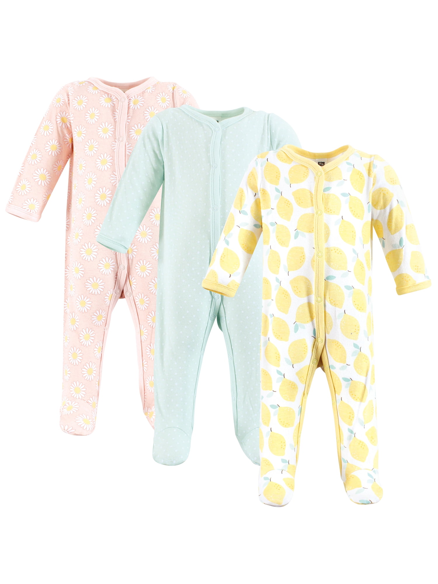 Hudson Baby Long Sleeve Footed Sleepers 3-Pack, Newborn-9 Months, 100% ...