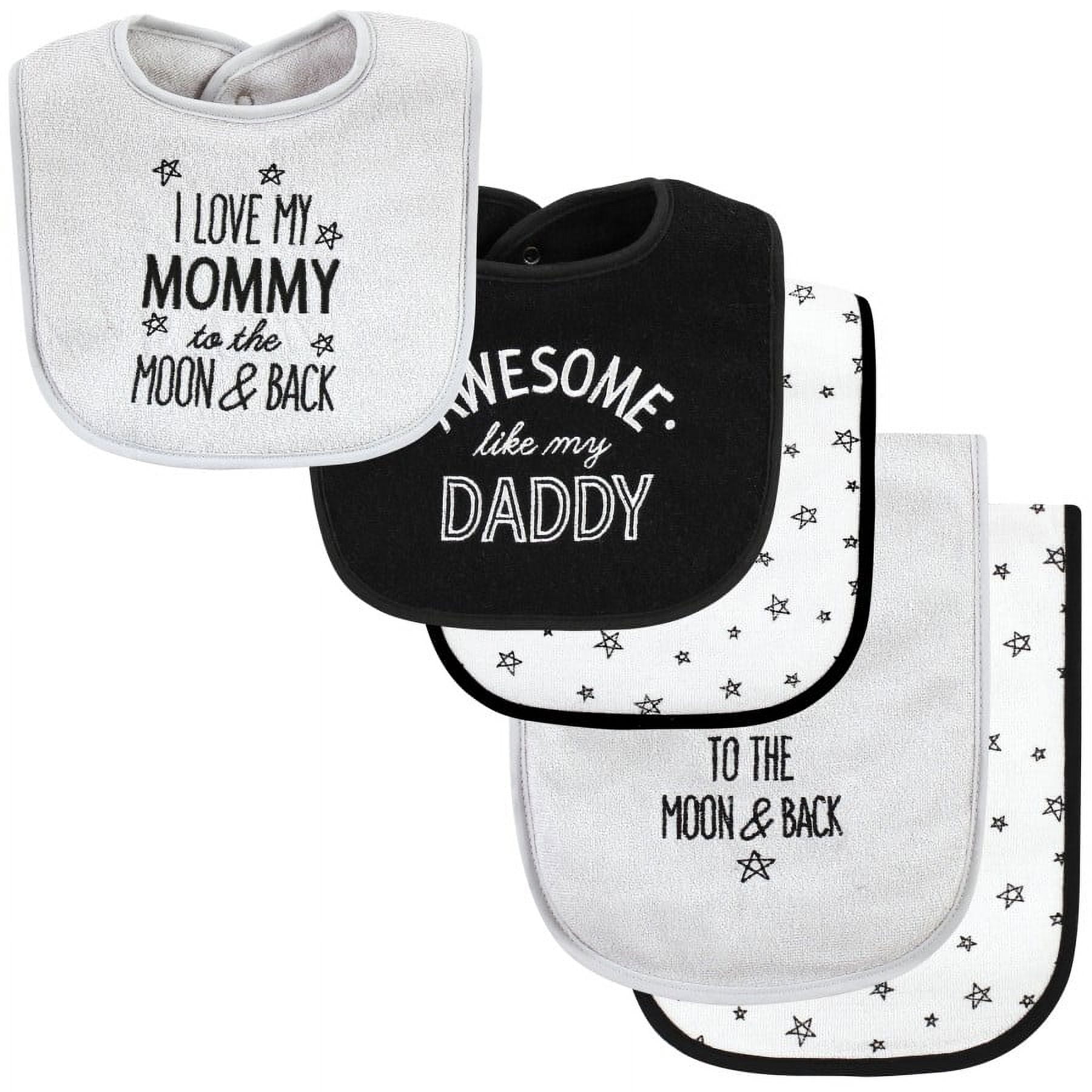 Hudson Baby Mom Dad Moon & Back Cotton Terry Bib & Burp Cloth Set, 12 ...