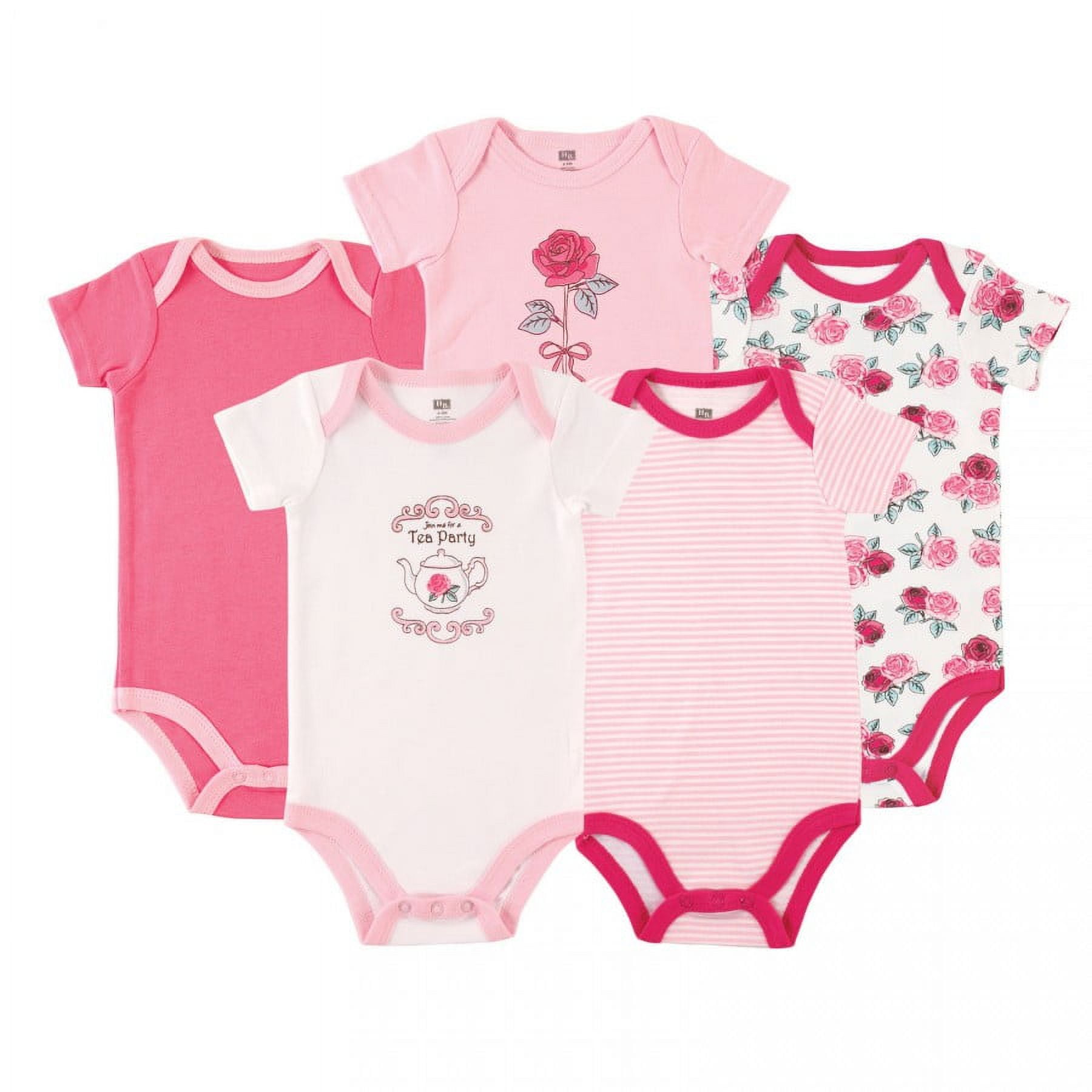 Hudson Baby Short Sleeve Bodysuits, 5-Pack, Newborn- 24 Months ...
