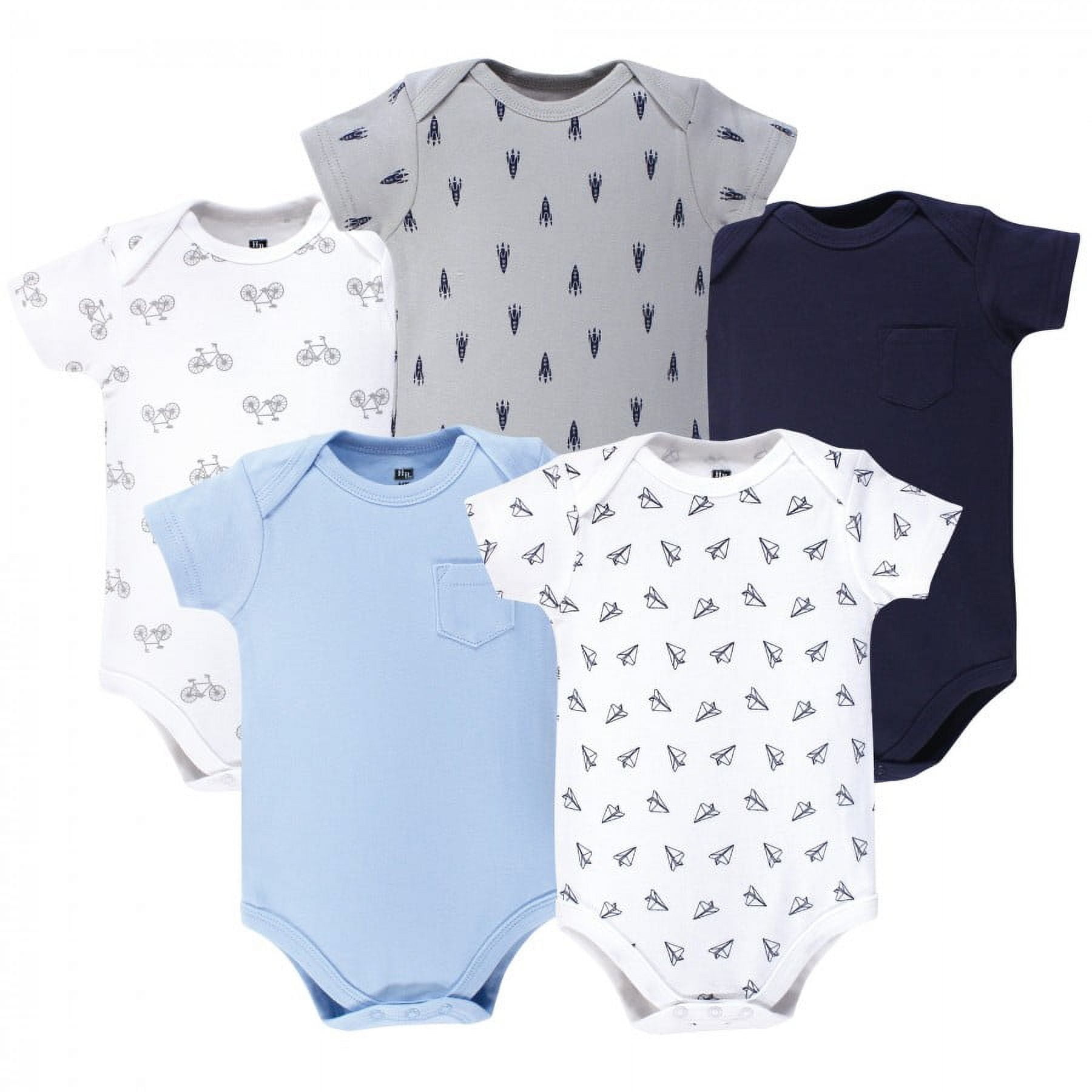 Hudson Baby Short Sleeve Bodysuits, 5-Pack, Newborn- 24 Months ...