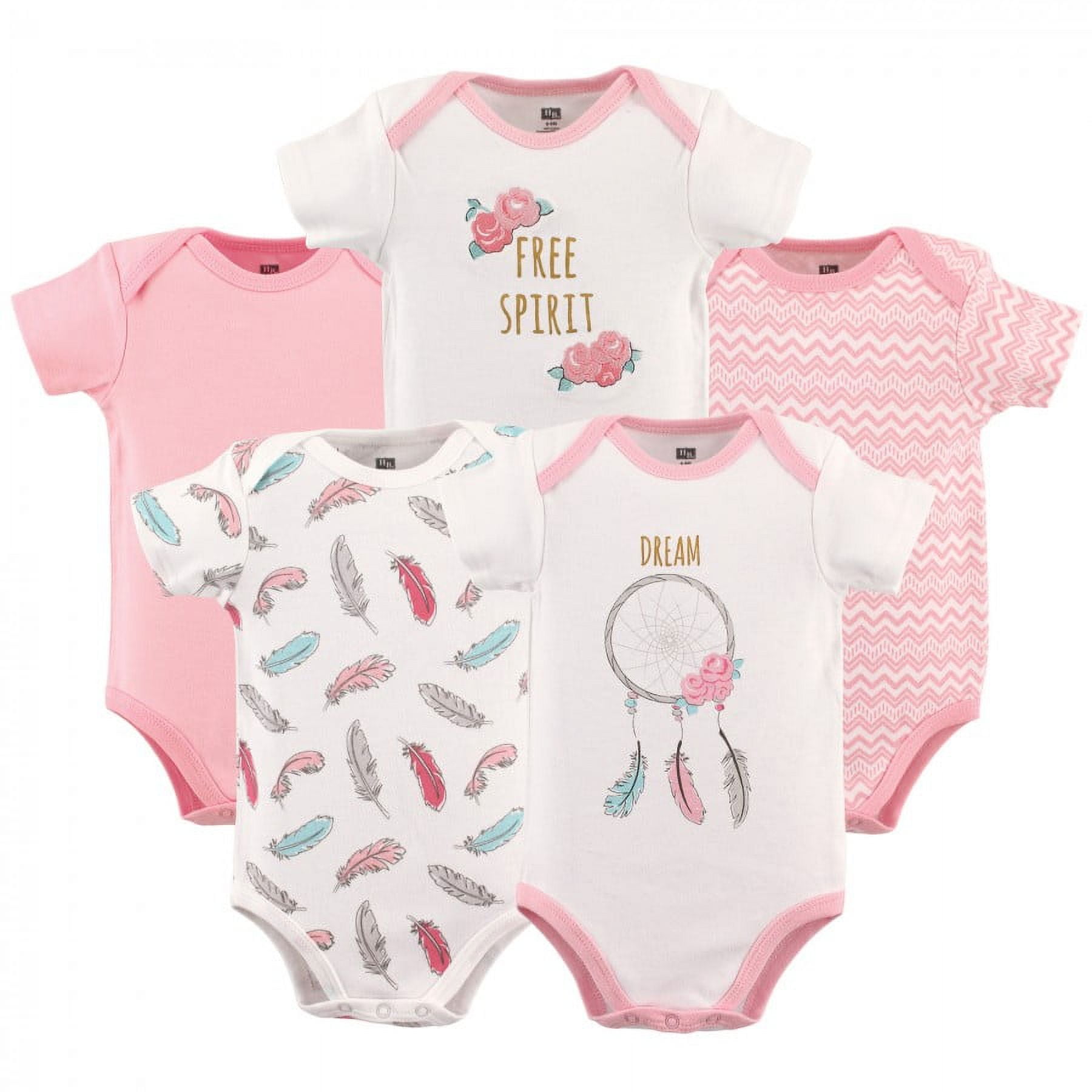 Hudson Baby Short Sleeve Bodysuits, 5-Pack, Newborn- 24 Months ...