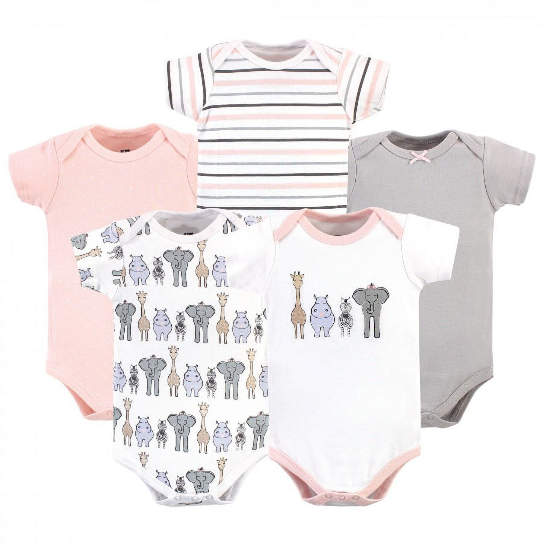 Hudson Baby Short Sleeve Bodysuits, 5-Pack, Newborn- 24 Months ...