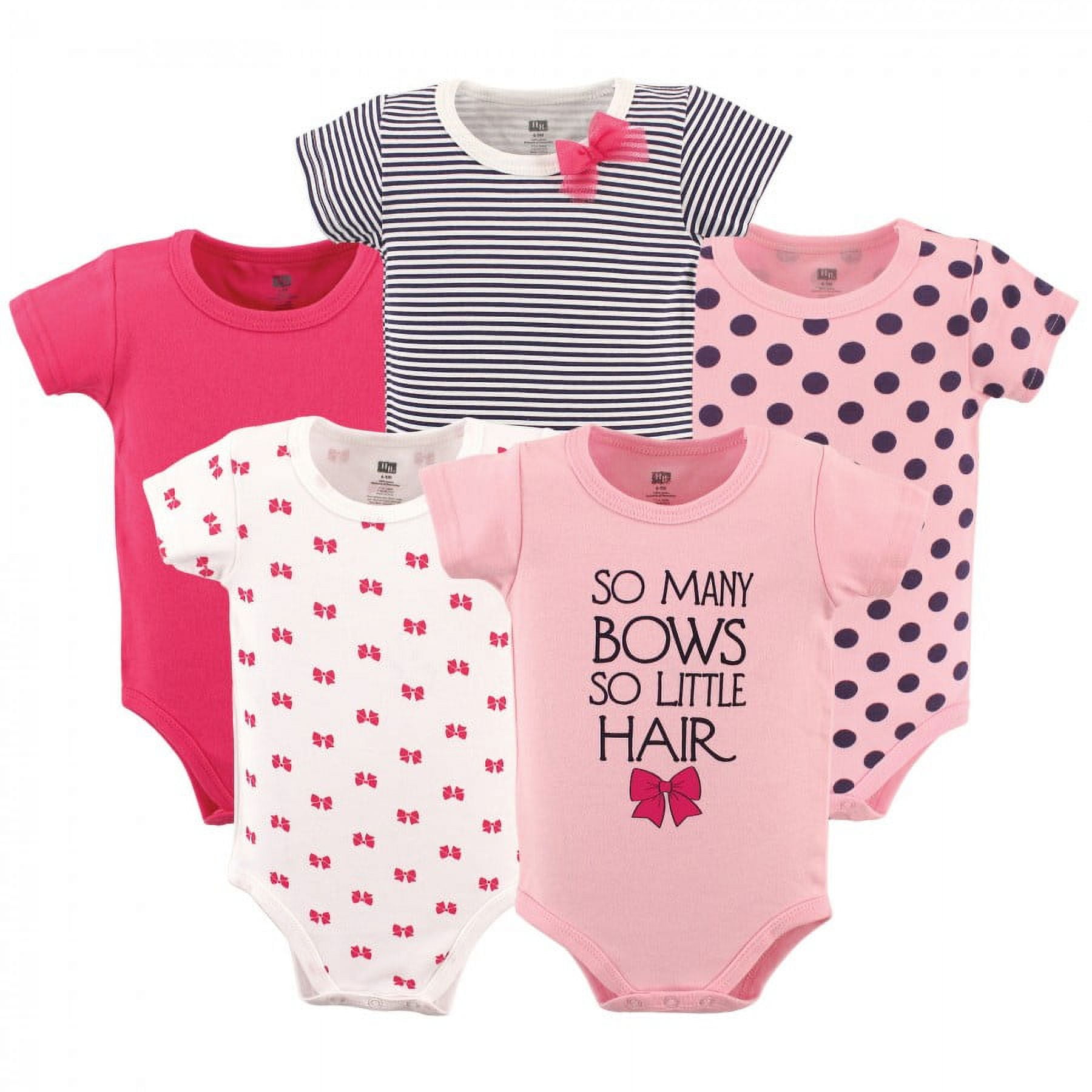 Hudson Baby Short Sleeve Bodysuits, 5-Pack, Newborn- 24 Months ...