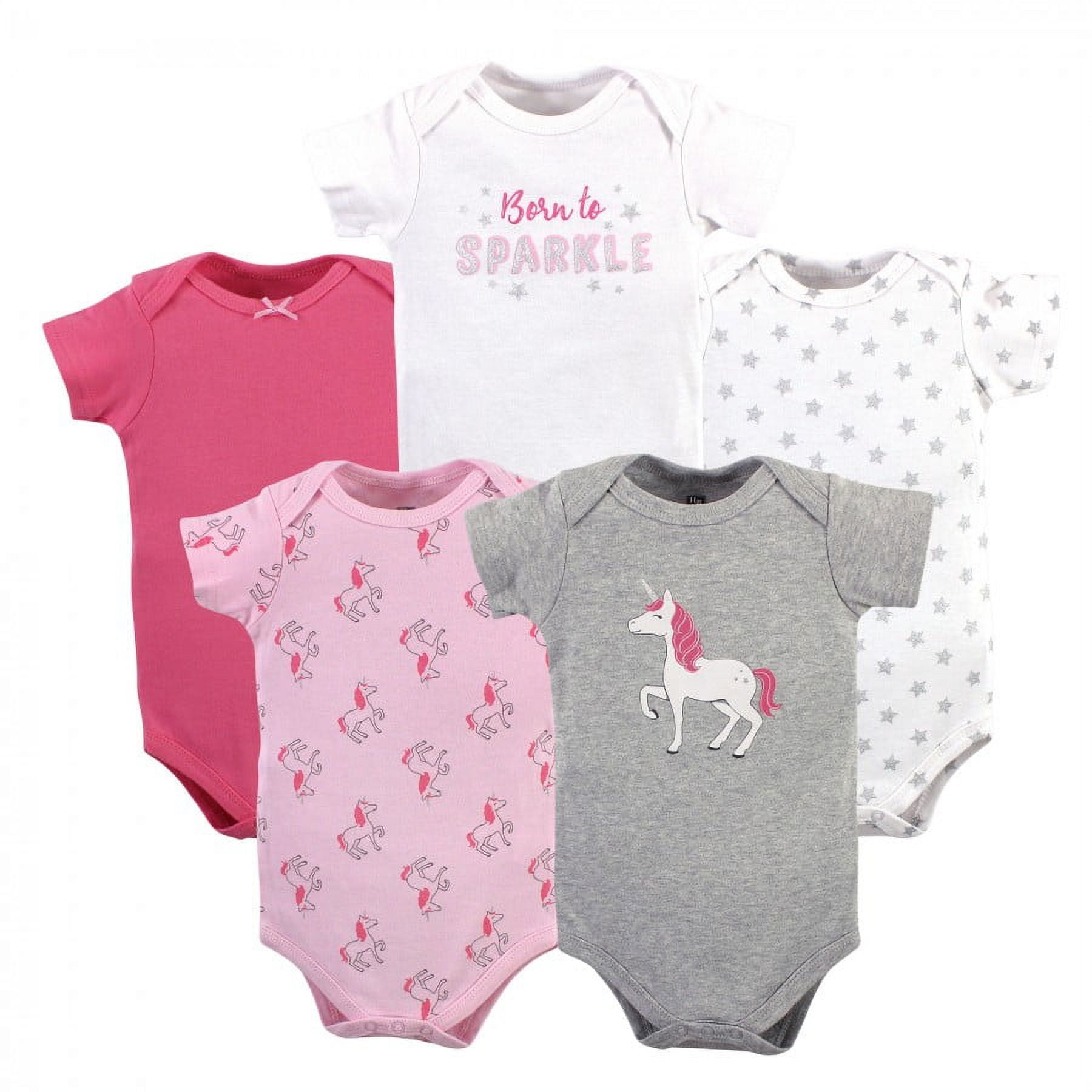 Hudson Baby Short Sleeve Bodysuits, 5-Pack, Newborn- 24 Months ...