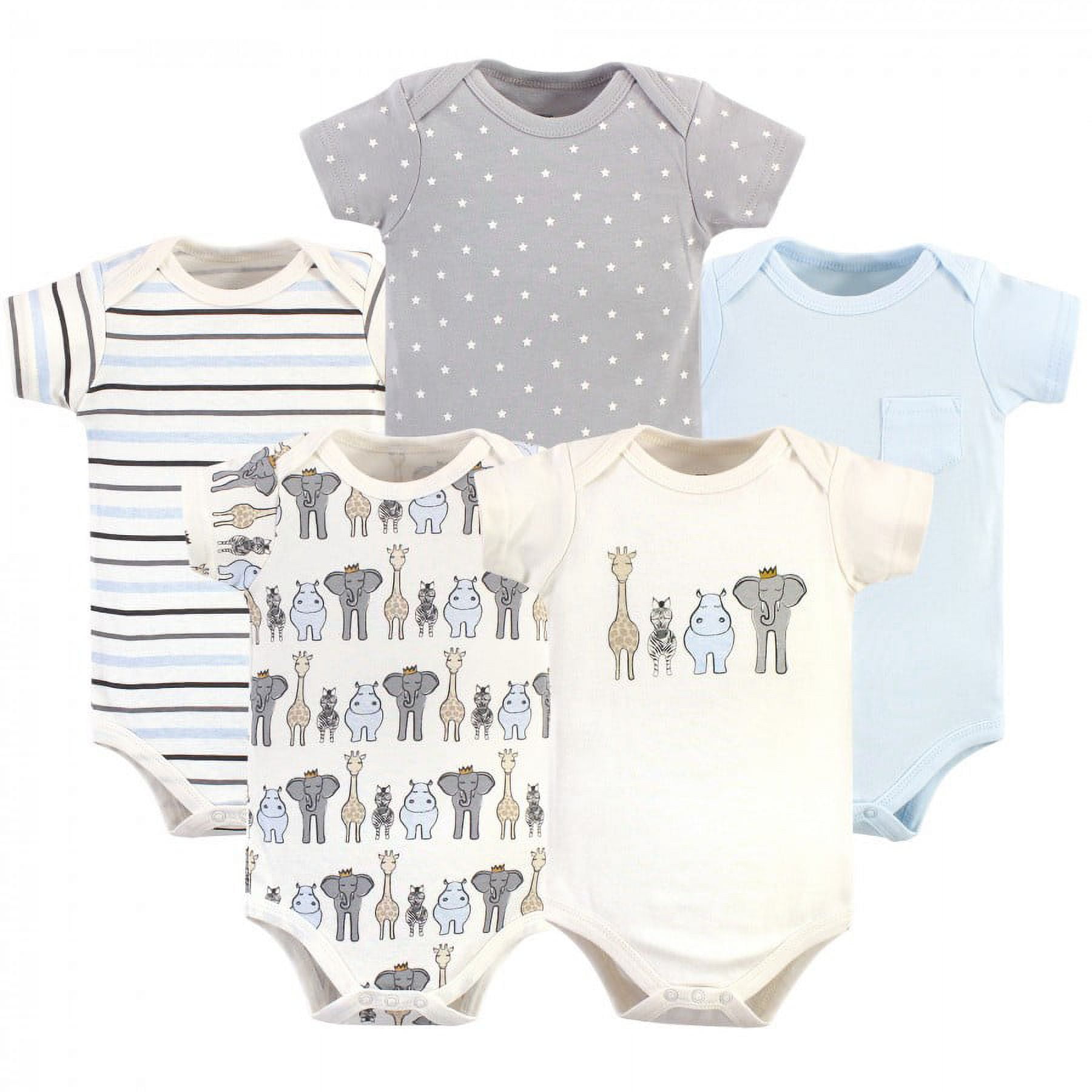 Hudson Baby Short Sleeve Bodysuits, 5-Pack, Newborn- 24 Months ...