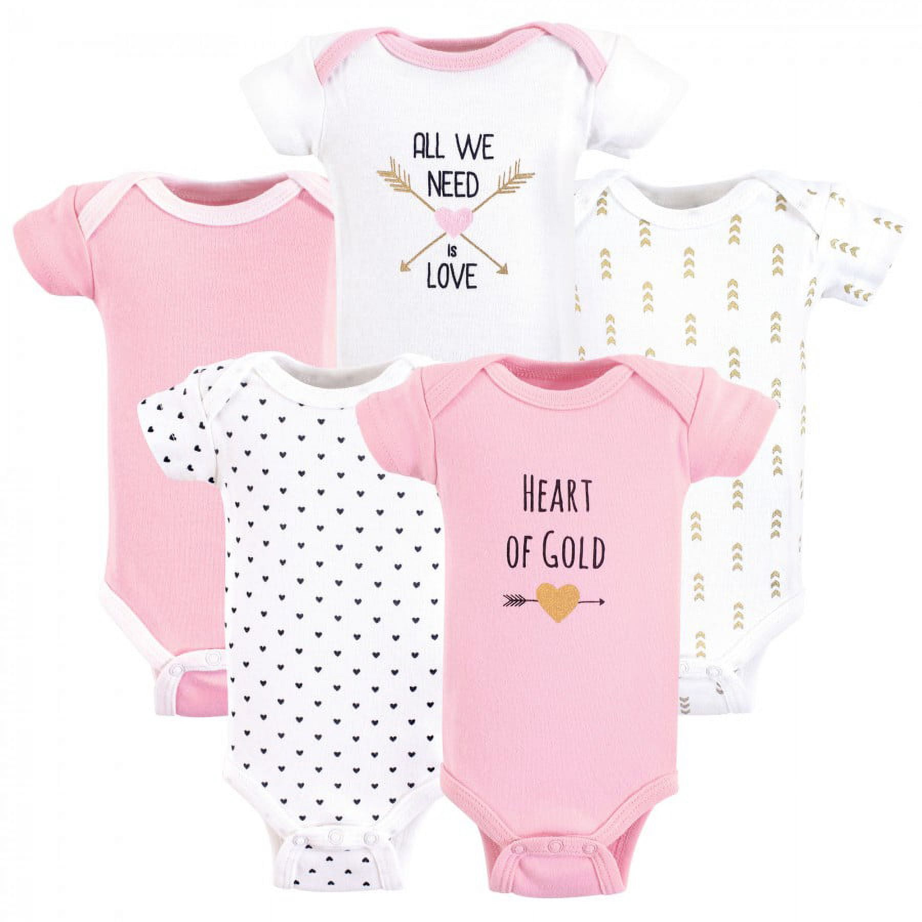 Hudson Baby Short Sleeve Bodysuits, 5-Pack, Newborn- 24 Months ...