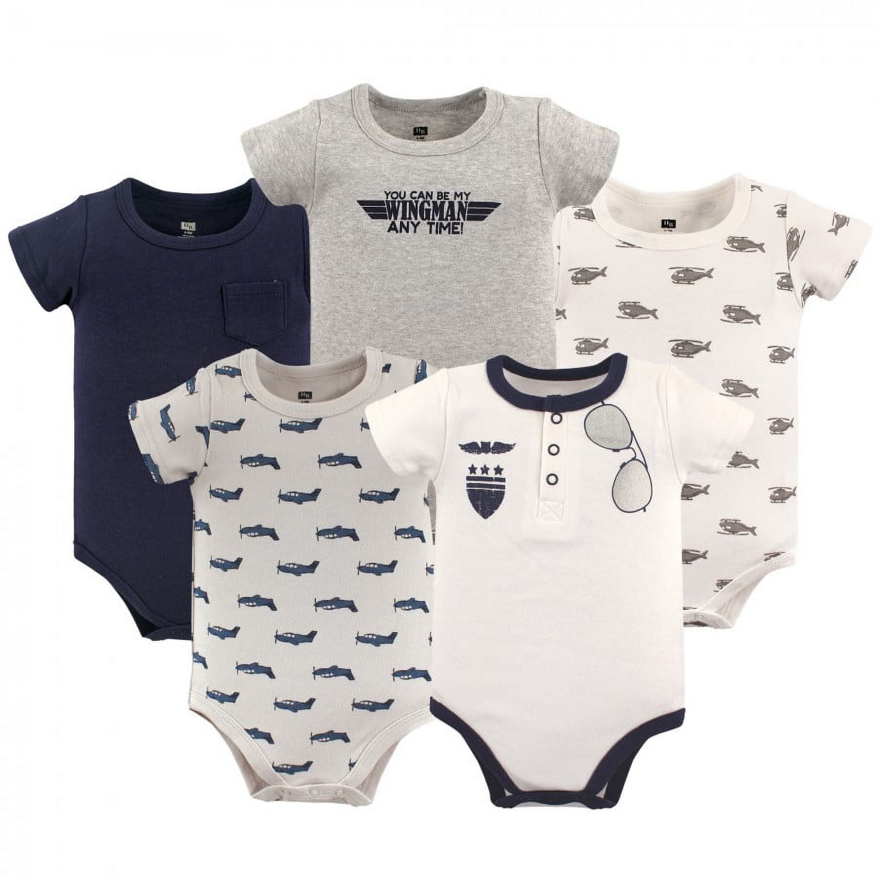 Hudson Baby Short Sleeve Bodysuits, 5-Pack, Newborn- 24 Months ...