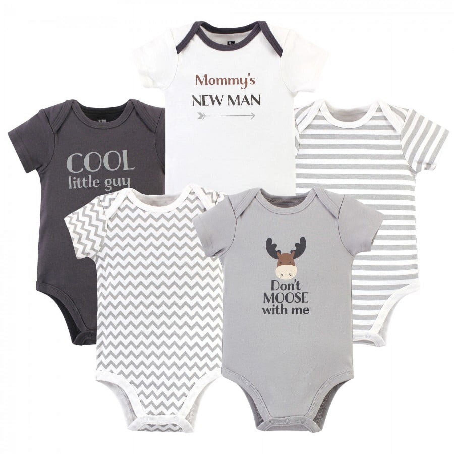 Hudson Baby Short Sleeve Bodysuits, 5-Pack, Newborn- 24 Months ...