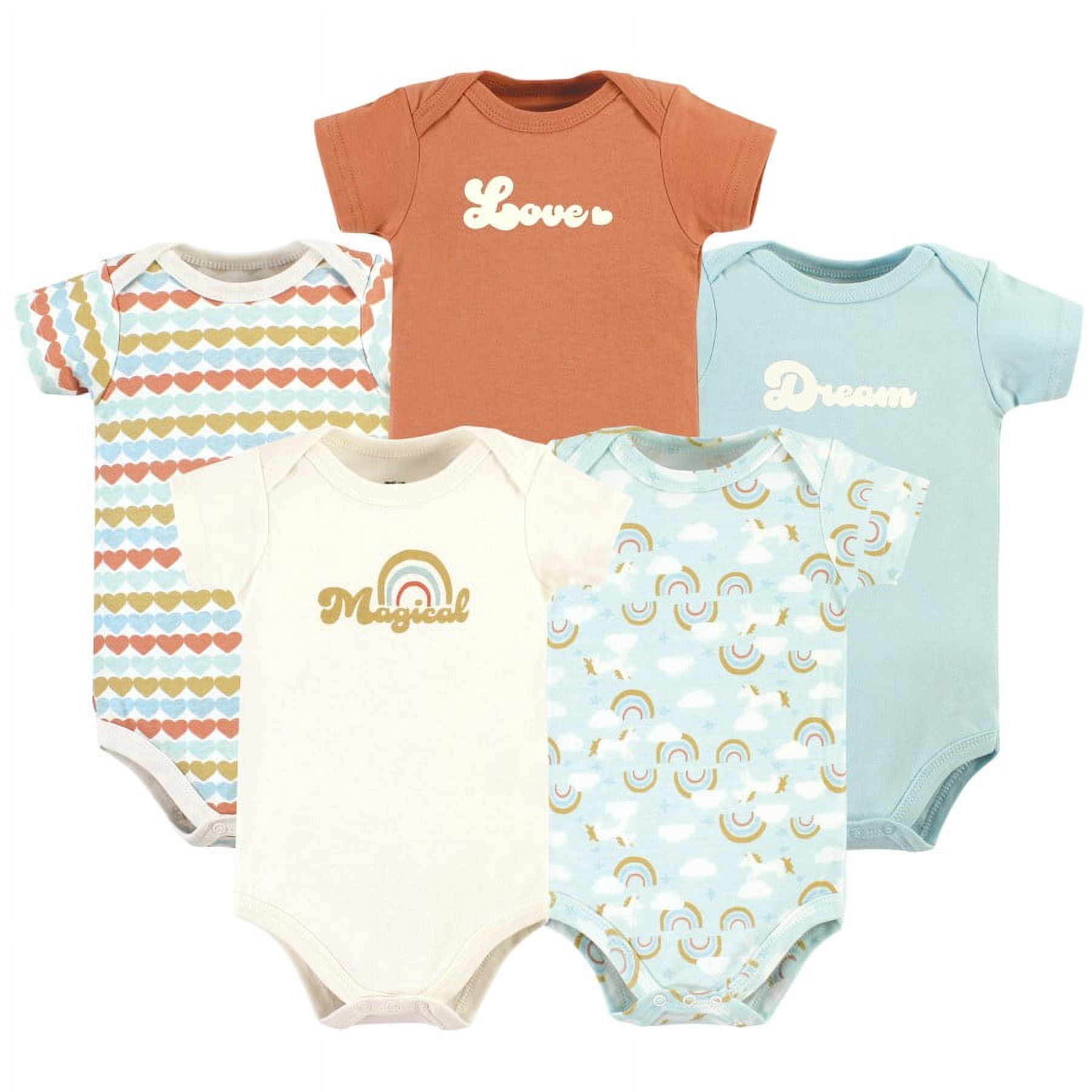 Hudson Baby Short Sleeve Bodysuits, 5-Pack, Newborn- 24 Months ...