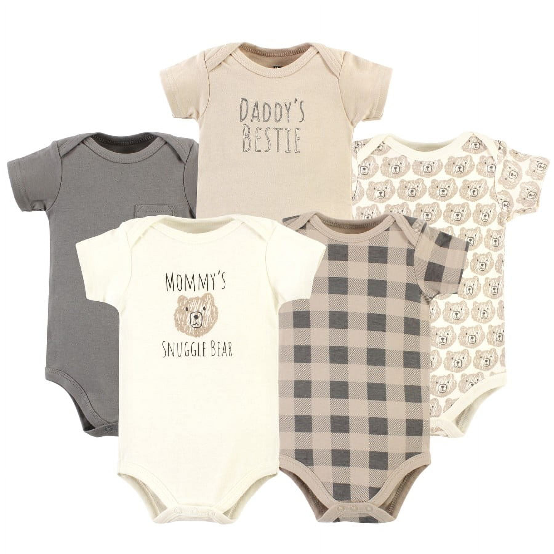Hudson Baby Short Sleeve Bodysuits, 5-Pack, Newborn- 24 Months ...