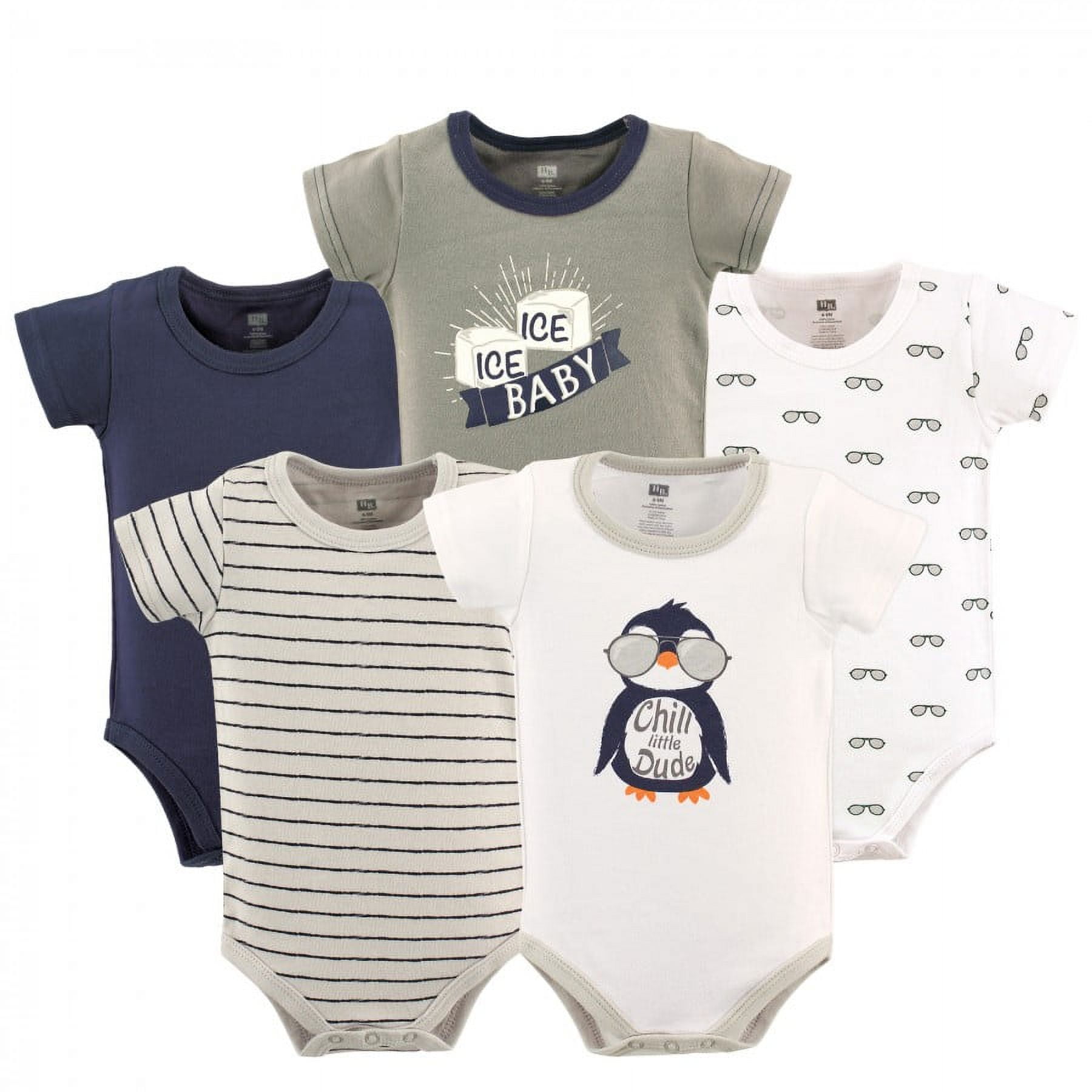 Hudson Baby Short Sleeve Bodysuits, 5-Pack, Newborn- 24 Months ...