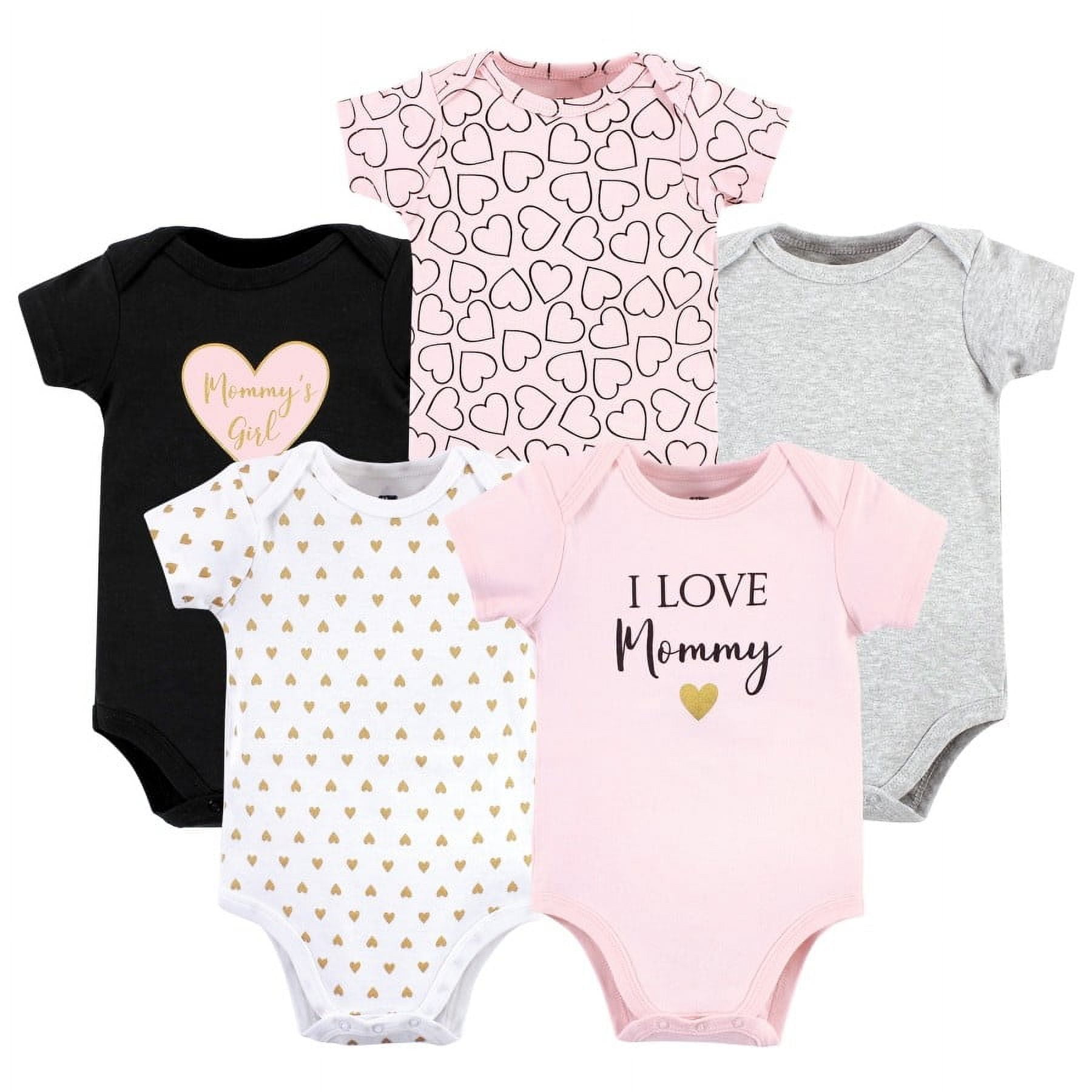 Hudson Baby Short Sleeve Bodysuits, 5-Pack, Newborn- 24 Months ...