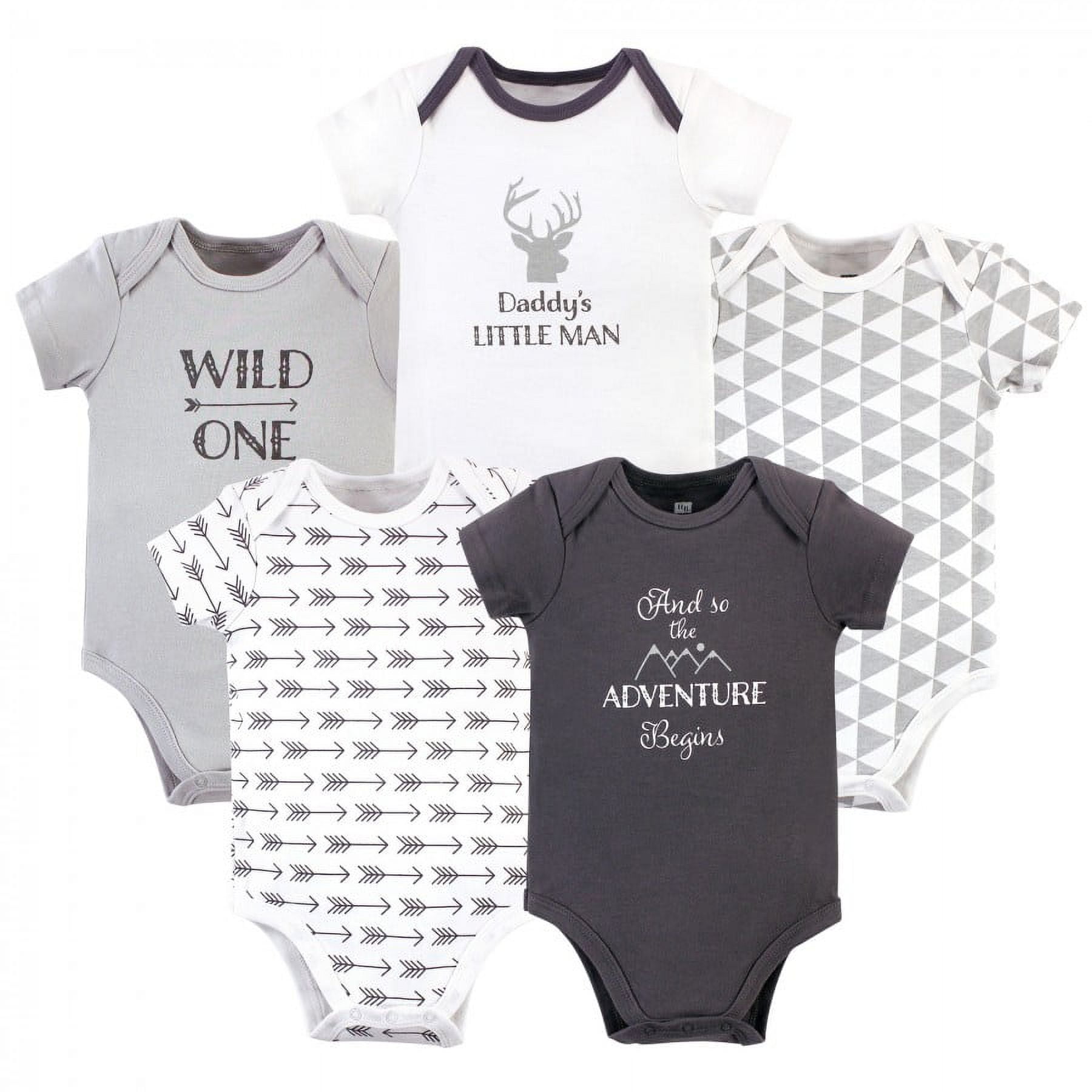 Hudson Baby Short Sleeve Bodysuits, 5-Pack, Newborn- 24 Months ...
