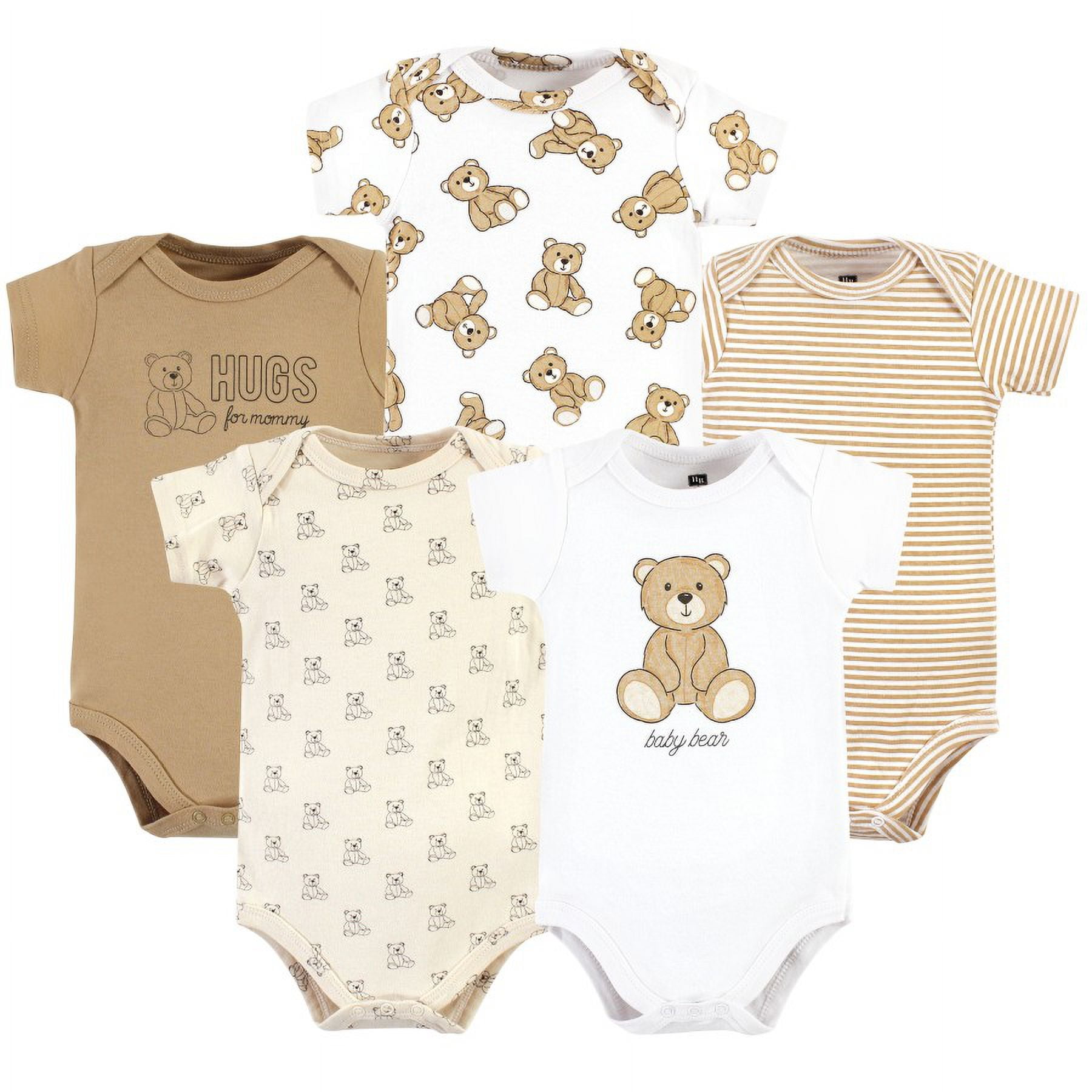 Hudson Baby Short Sleeve Bodysuits, 5-Pack, Newborn- 24 Months ...