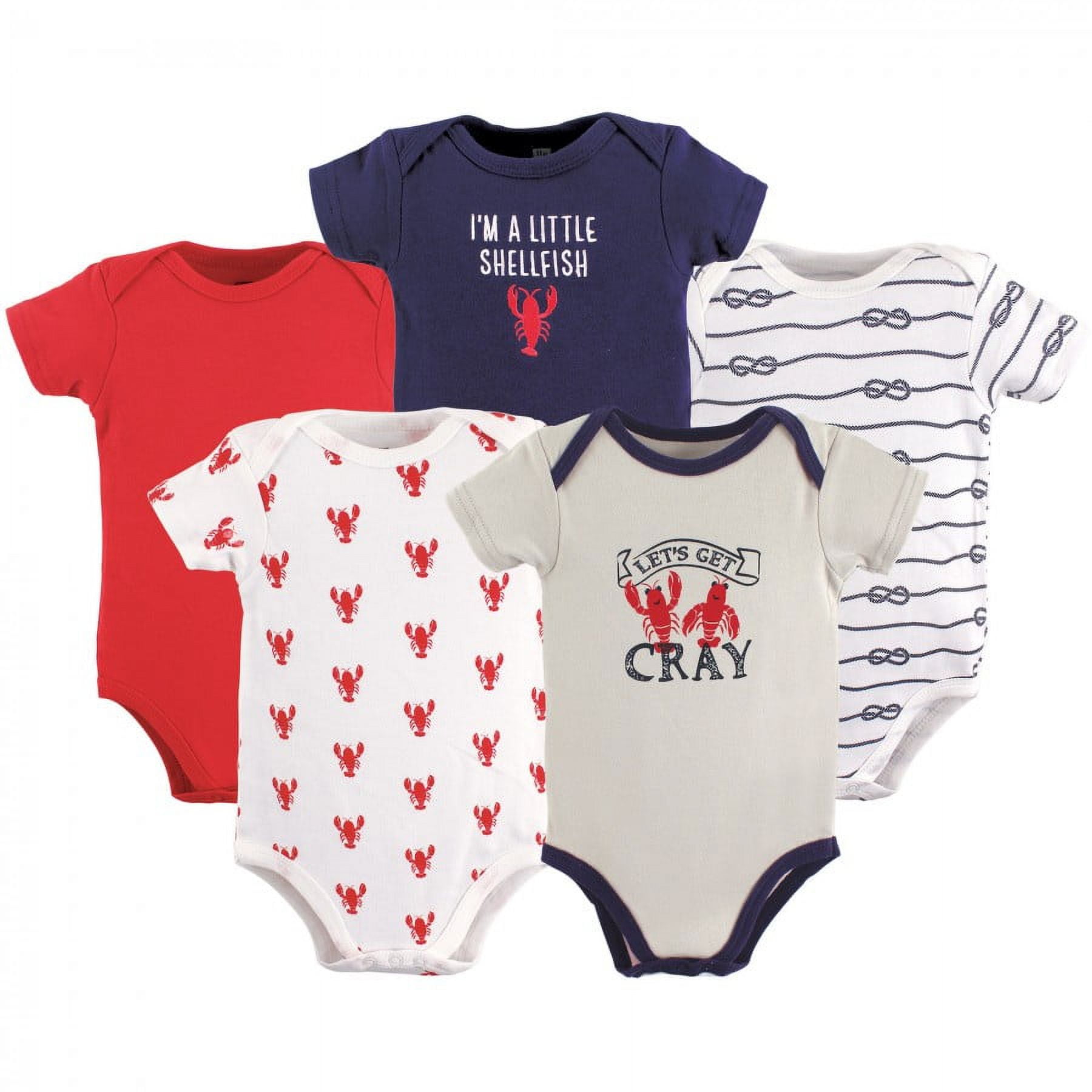 Hudson Baby Short Sleeve Bodysuits, 5-Pack, Newborn- 24 Months ...
