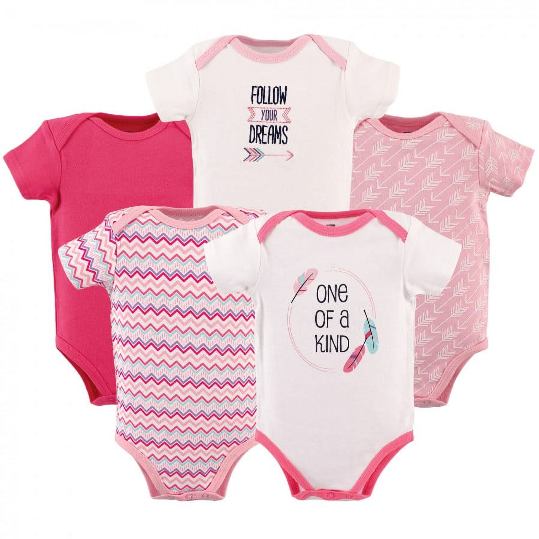 Hudson Baby Short Sleeve Bodysuits, 5-Pack, Newborn- 24 Months ...