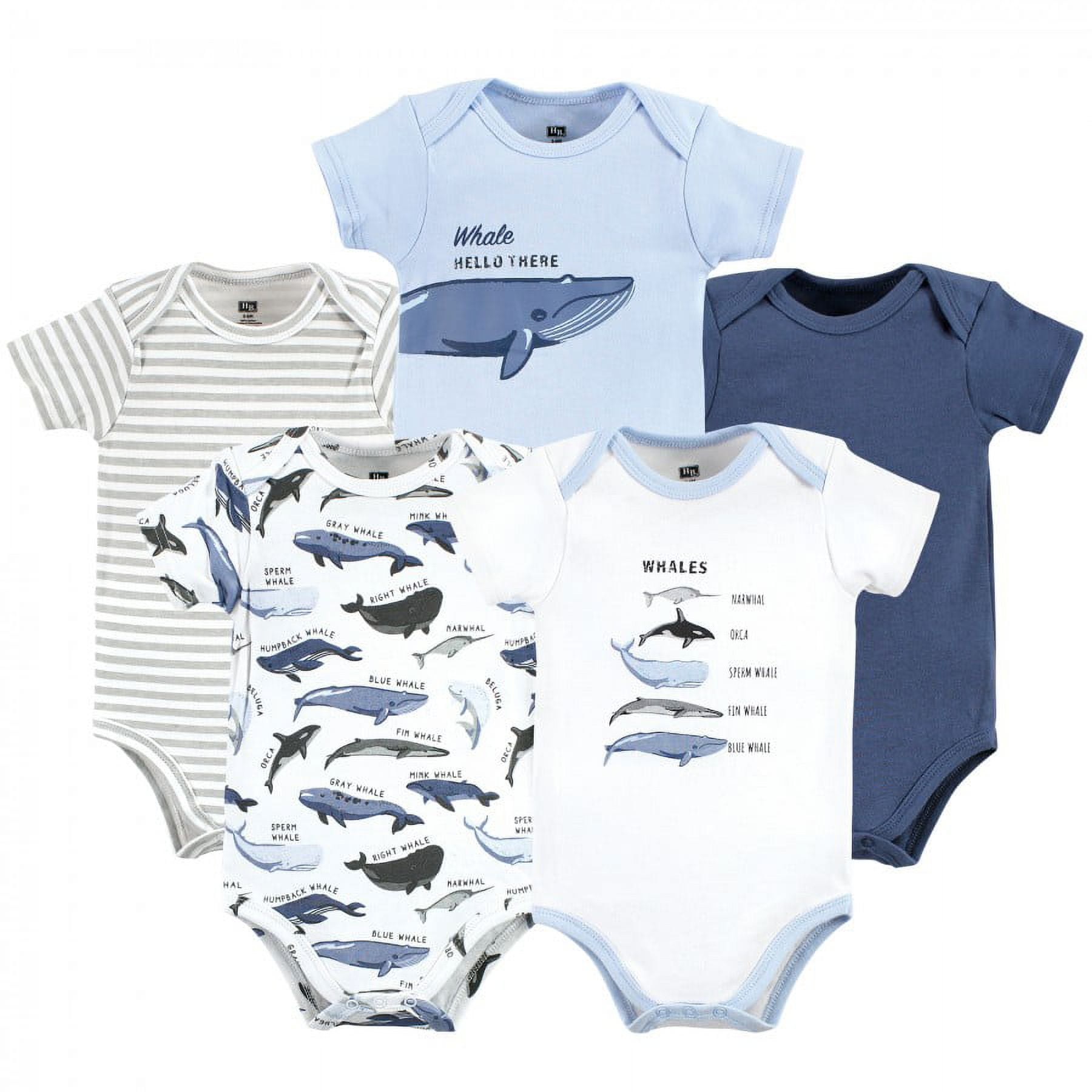 Hudson Baby Short Sleeve Bodysuits, 5-Pack, Newborn- 24 Months ...