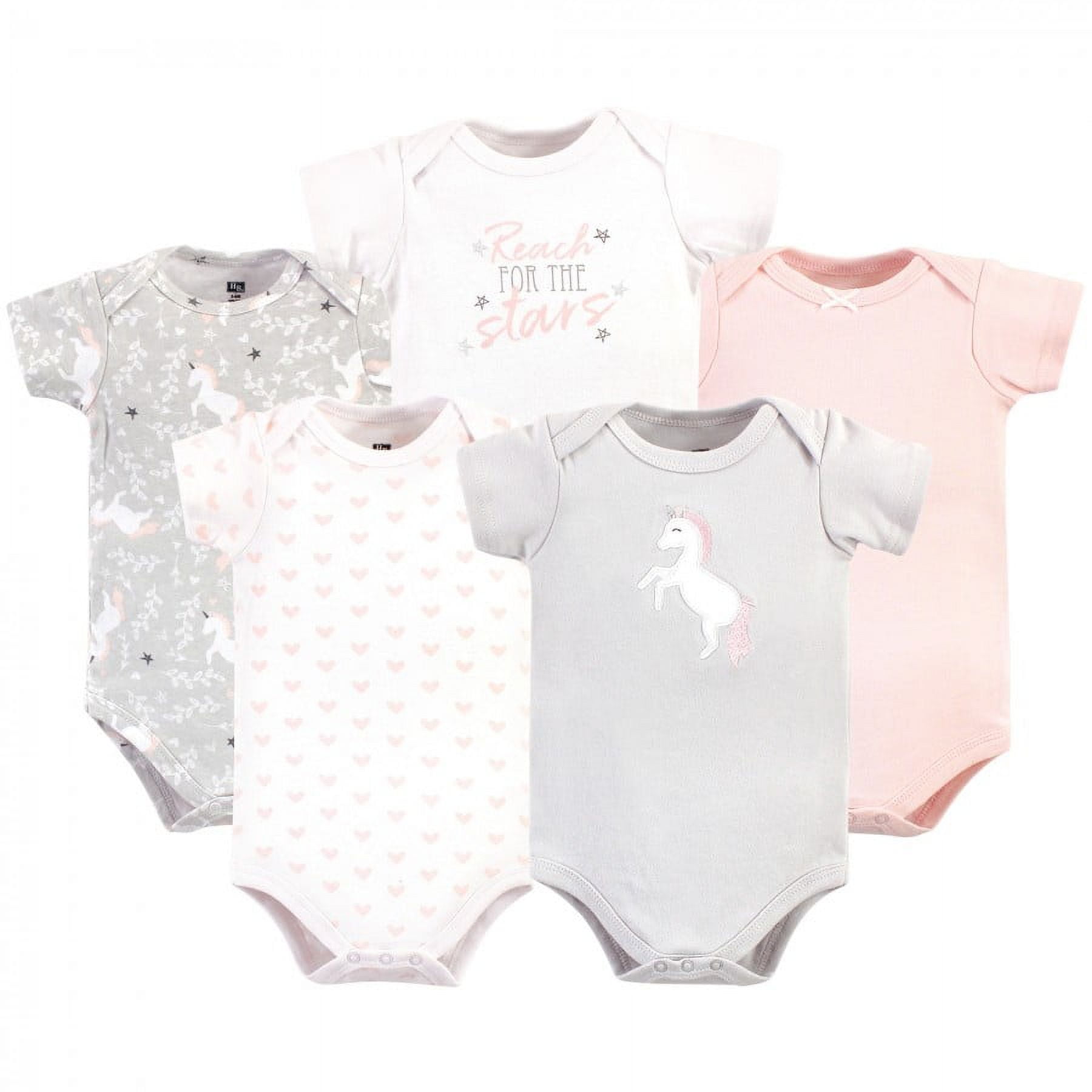 Hudson Baby Short Sleeve Bodysuits, 5-Pack, Newborn- 24 Months ...