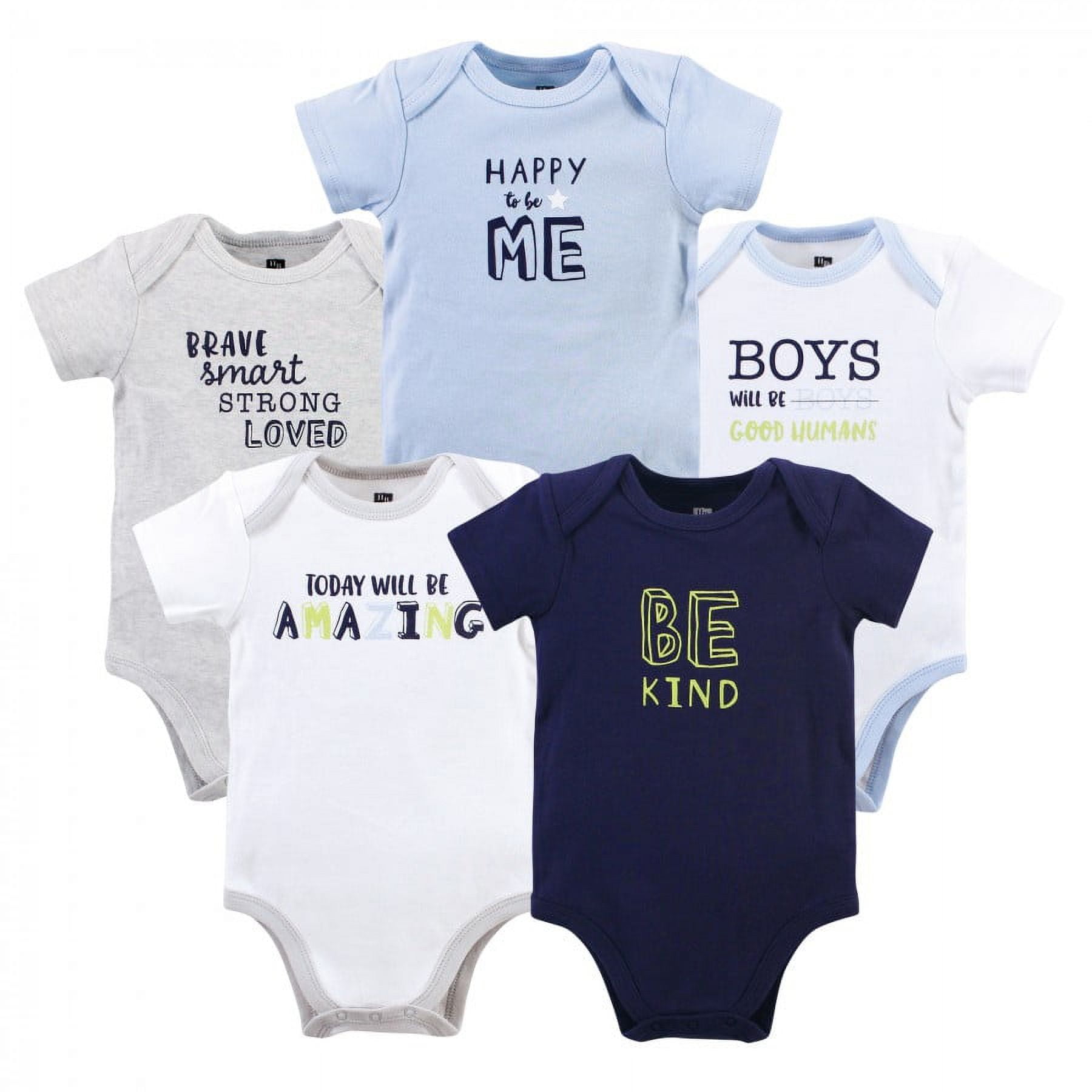 Hudson Baby Short Sleeve Bodysuits, 5-Pack, Newborn- 24 Months ...