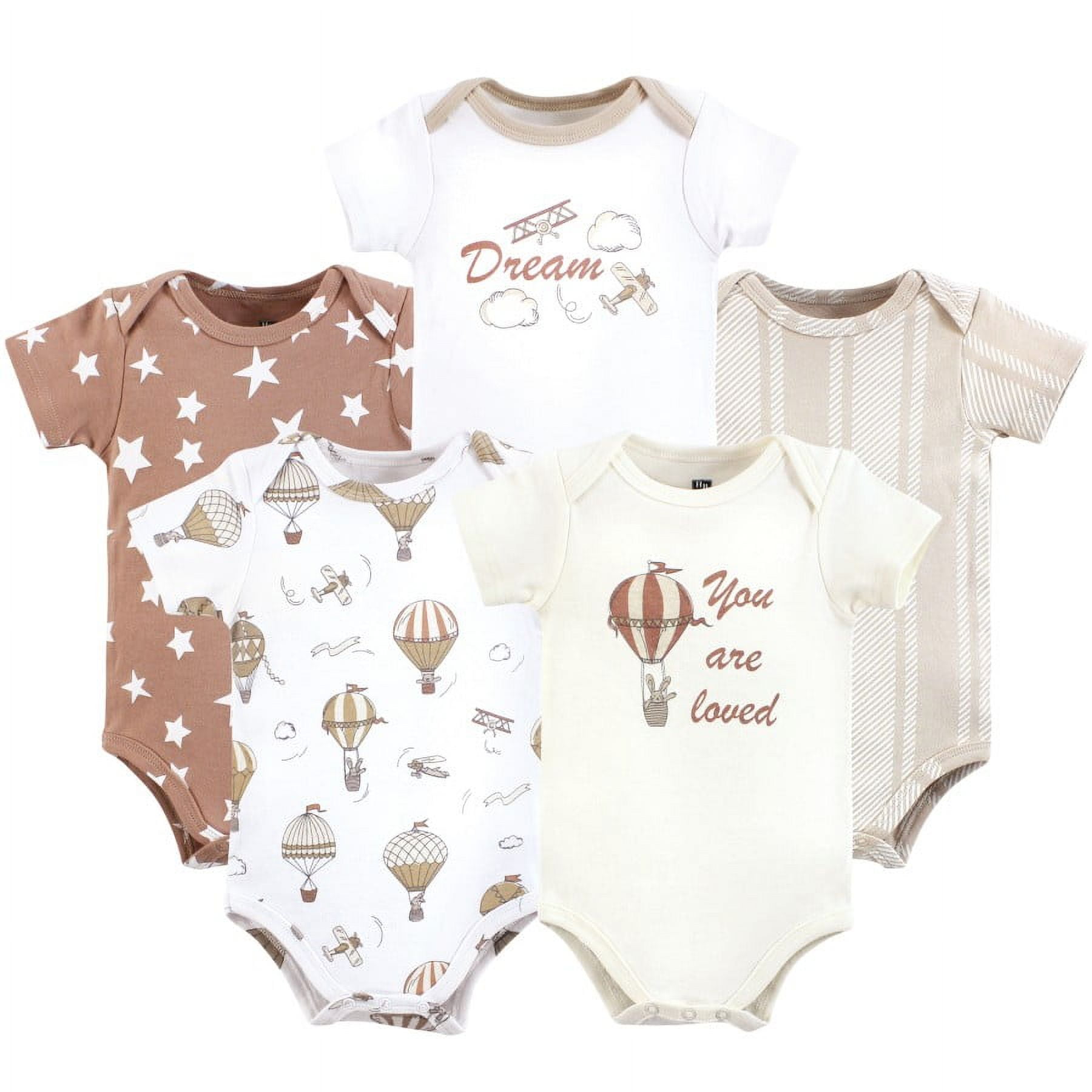 Hudson Baby Short Sleeve Bodysuits, 5-Pack, Newborn- 24 Months ...